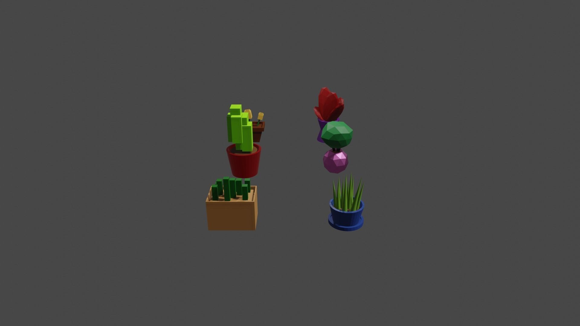 6 Low Poly Plants cactus in pots free VR / AR / low-poly 3D model ...