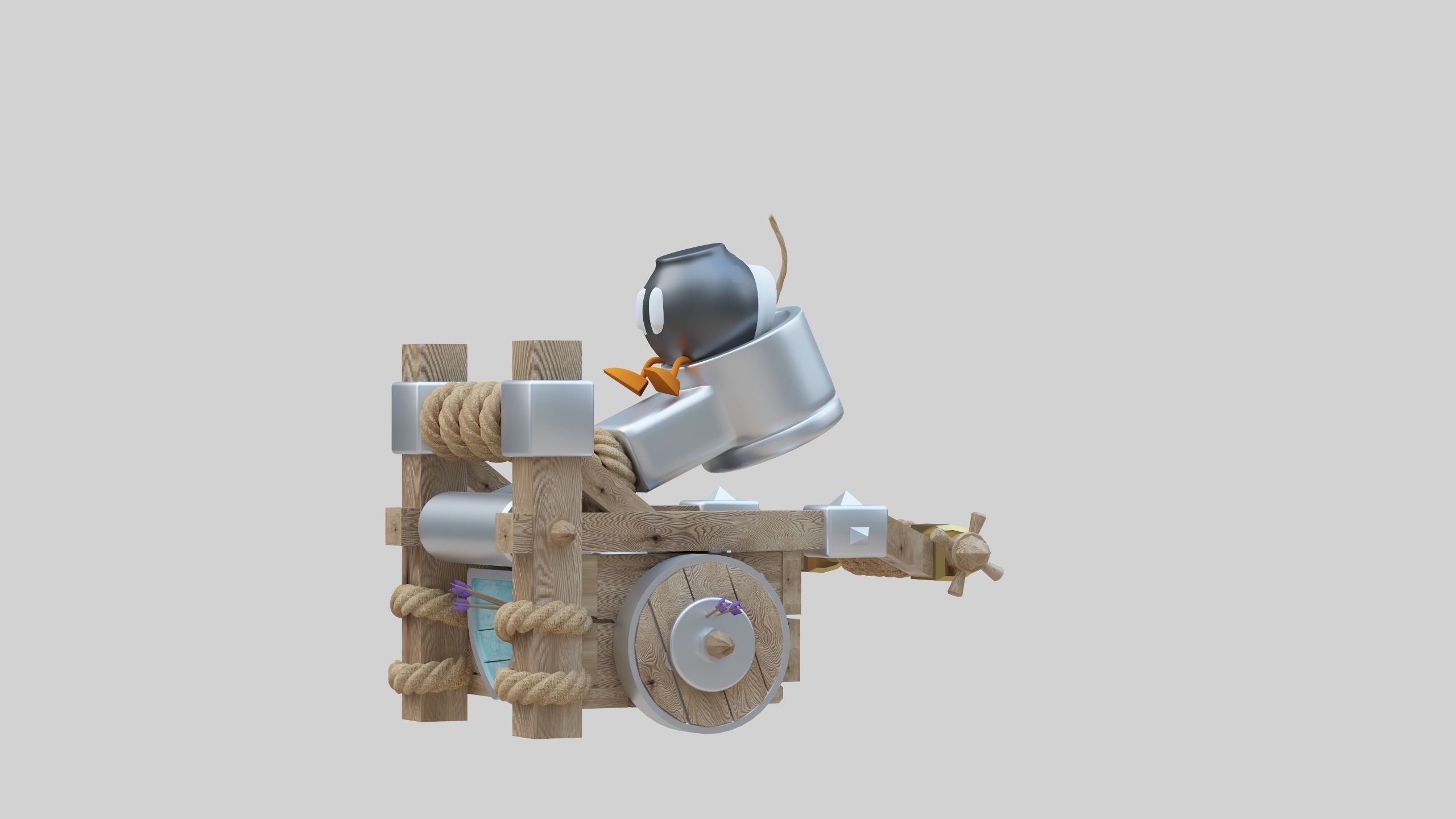 Cartoon Catapult 3D model | CGTrader