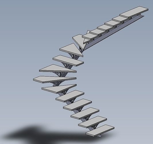 Stairs staircase made of metal and wood 3D model | CGTrader