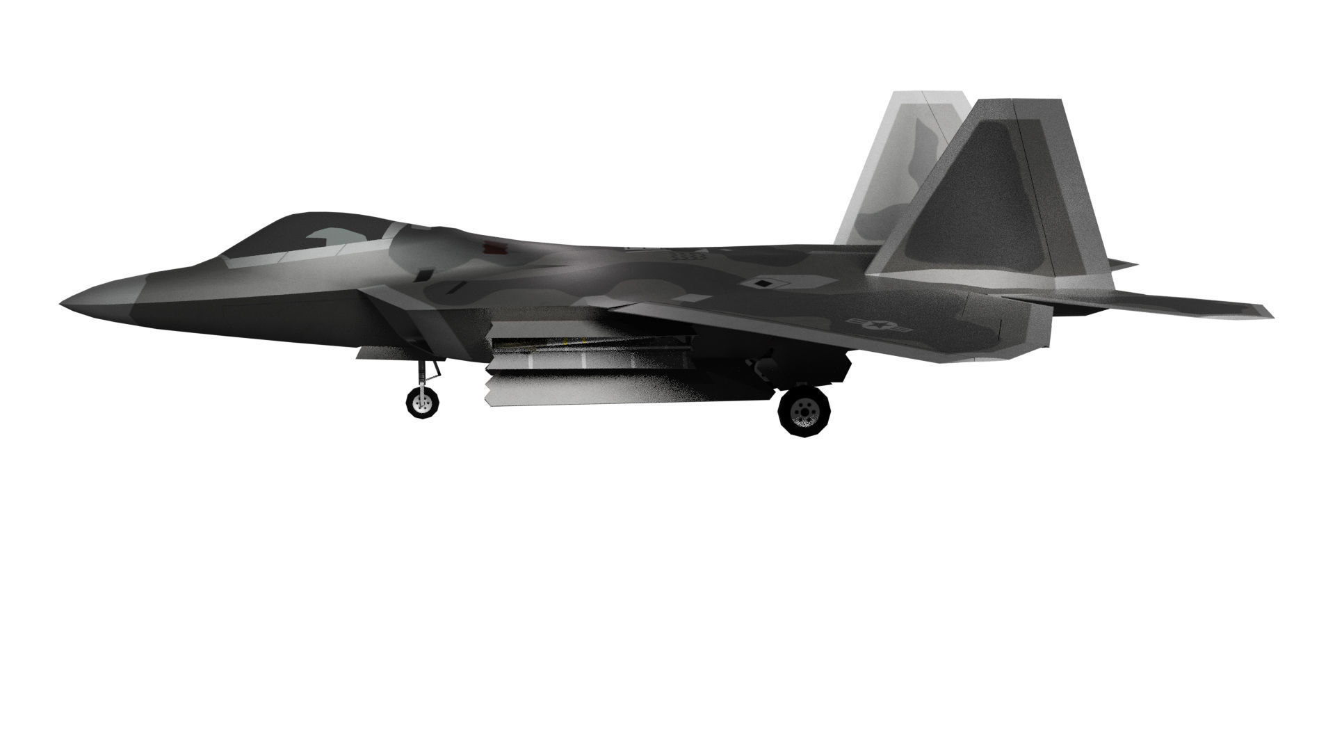 3D model USA FF-22A Raptor Stealth Fighter Jet VR / AR / low-poly ...