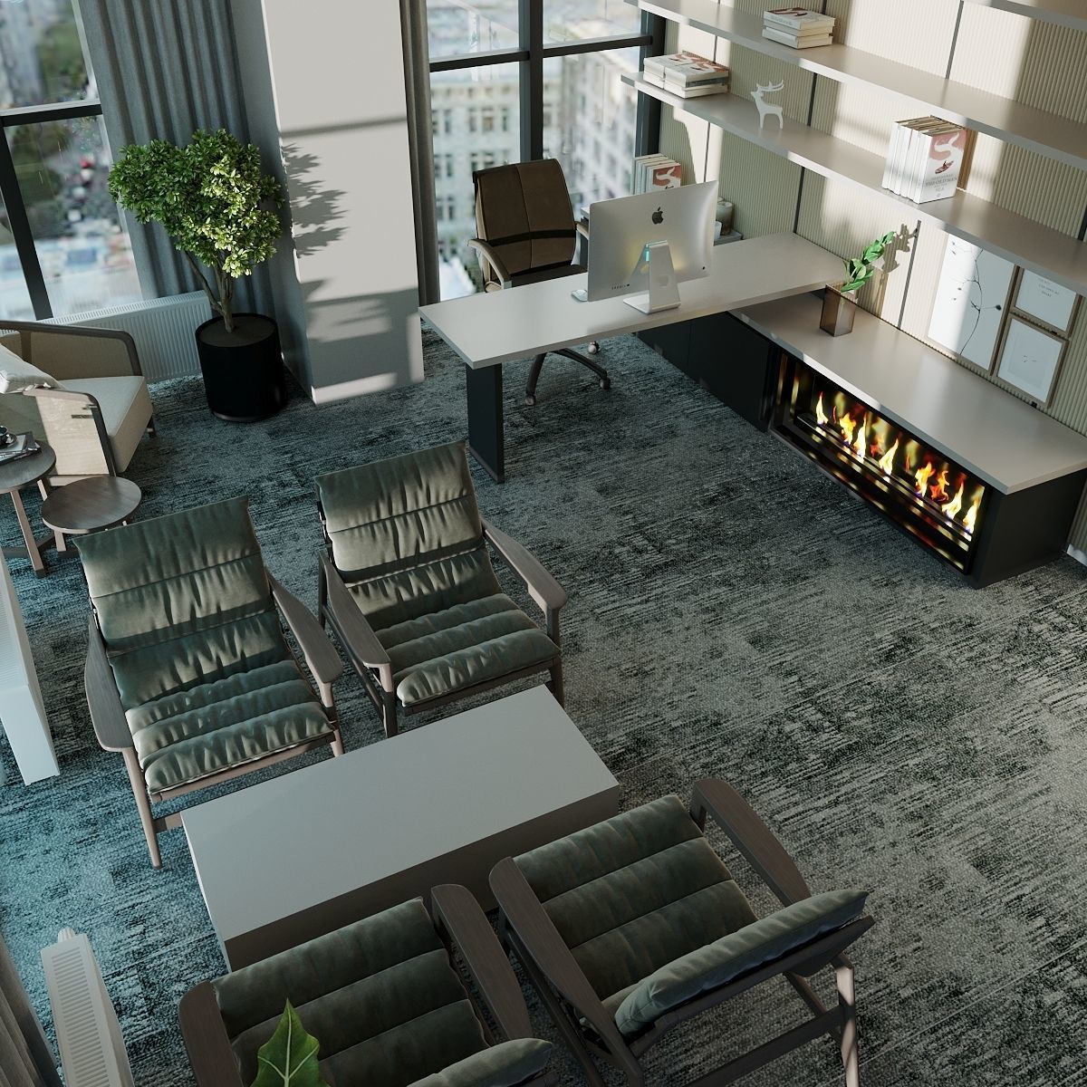 Minimalist CEO Office Room 3D Model Interior Scene 3D model | CGTrader