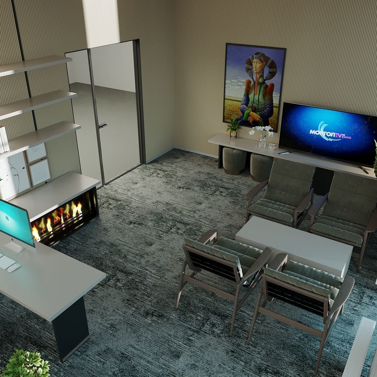 Minimalist CEO Office Room 3D Model Interior Scene 3D model | CGTrader