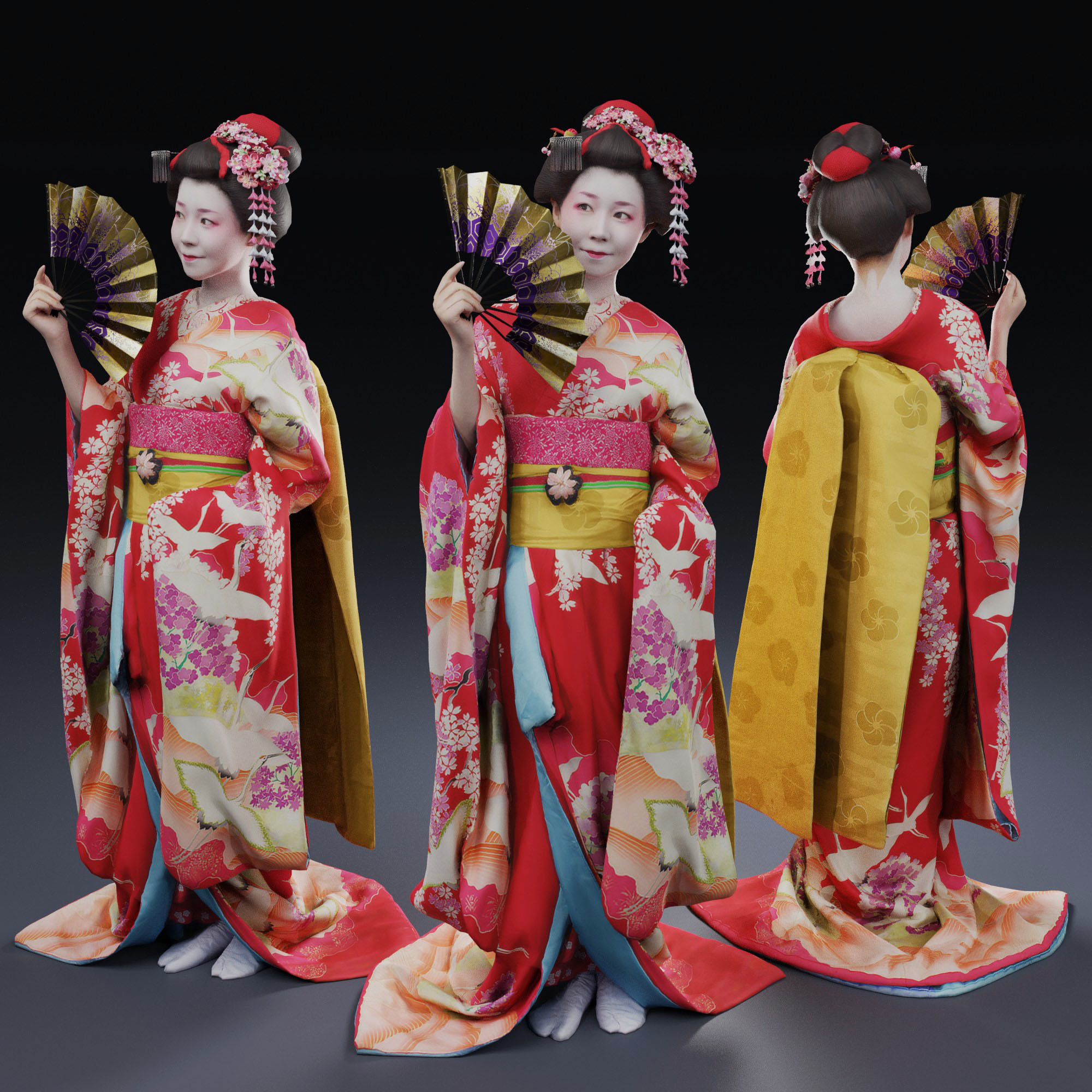 3D model Maiko in Japanese kimono VR / AR / low-poly | CGTrader