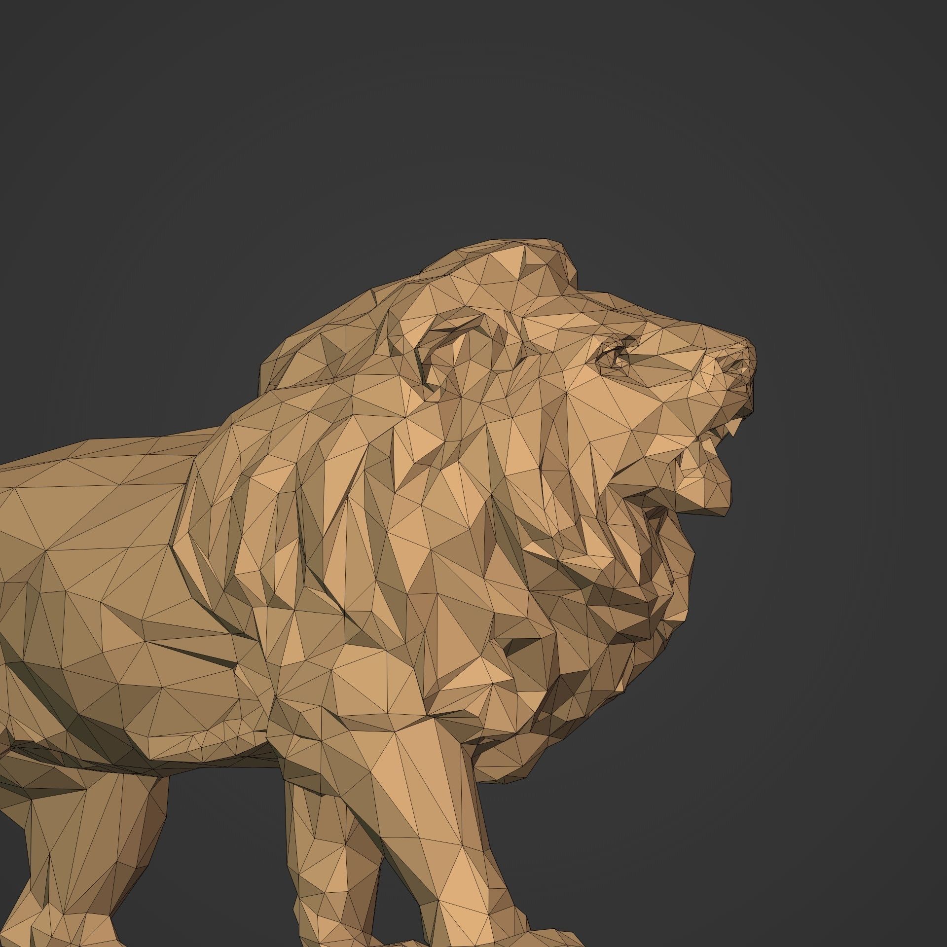 3D Printable Model Polygonal Lion Statue 3D model 3D printable | CGTrader