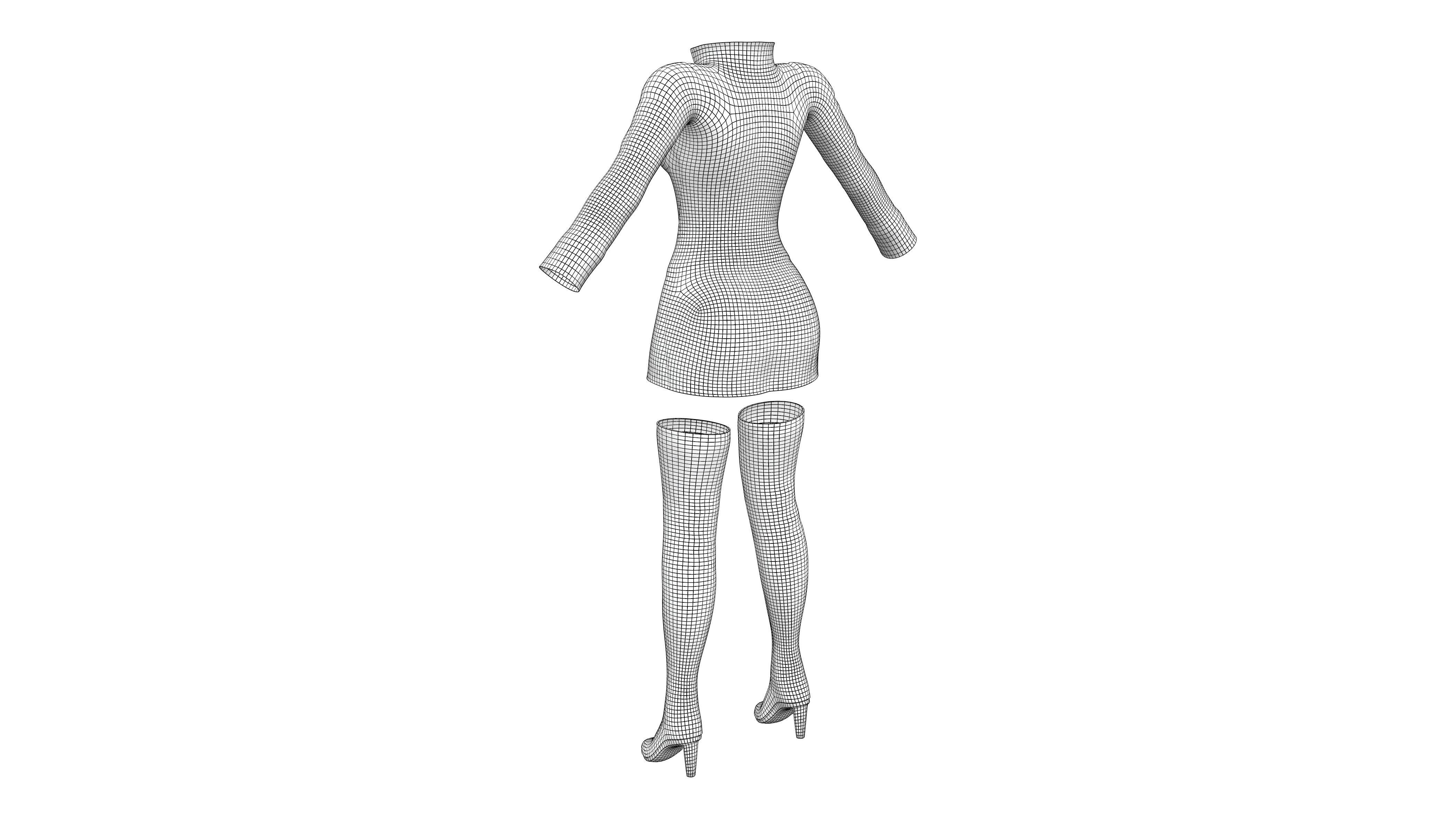 3D model Sci-fi Officer Scientist Secretary Outfit VR / AR / low-poly ...