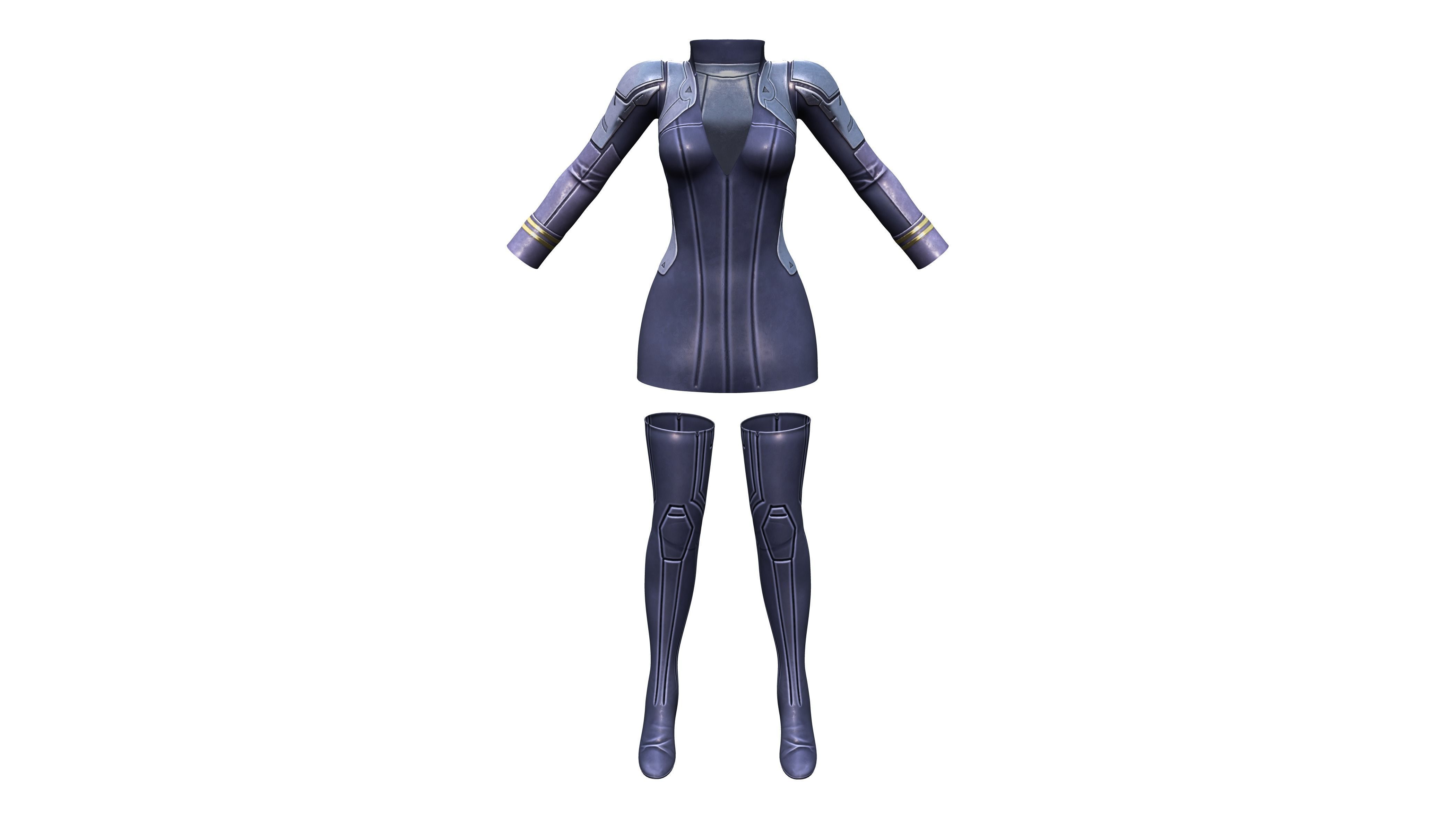 3D model Sci-fi Officer Scientist Secretary Outfit VR / AR / low-poly ...