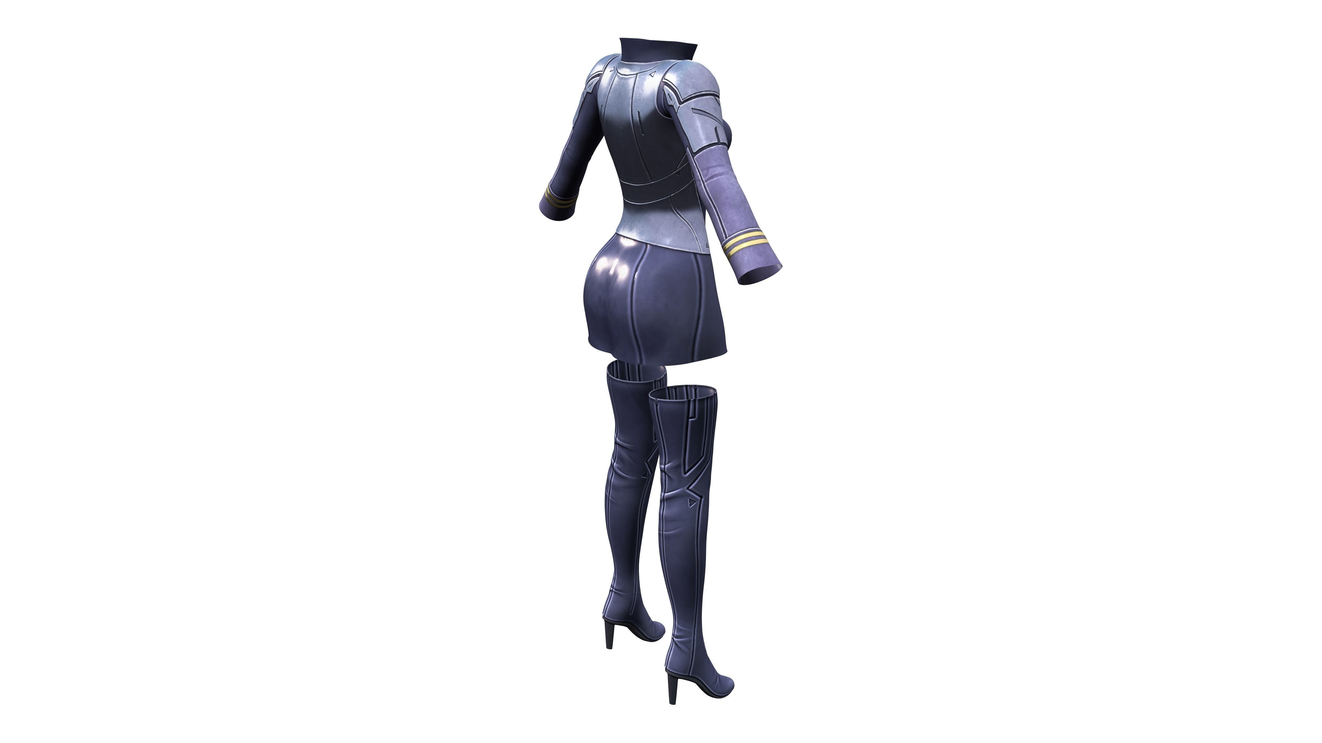 3D model Sci-fi Officer Scientist Secretary Outfit VR / AR / low-poly ...