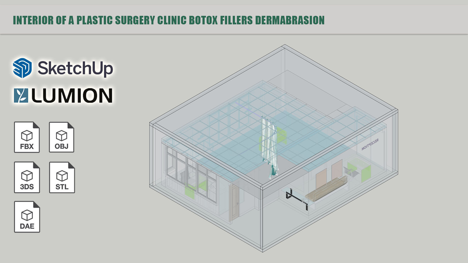 Interior of a Plastic surgery clinic Botox Fillers Dermabrasion 3D ...