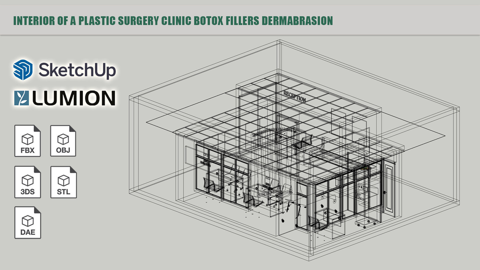 Interior of a Plastic surgery clinic Botox Fillers Dermabrasion 3D ...