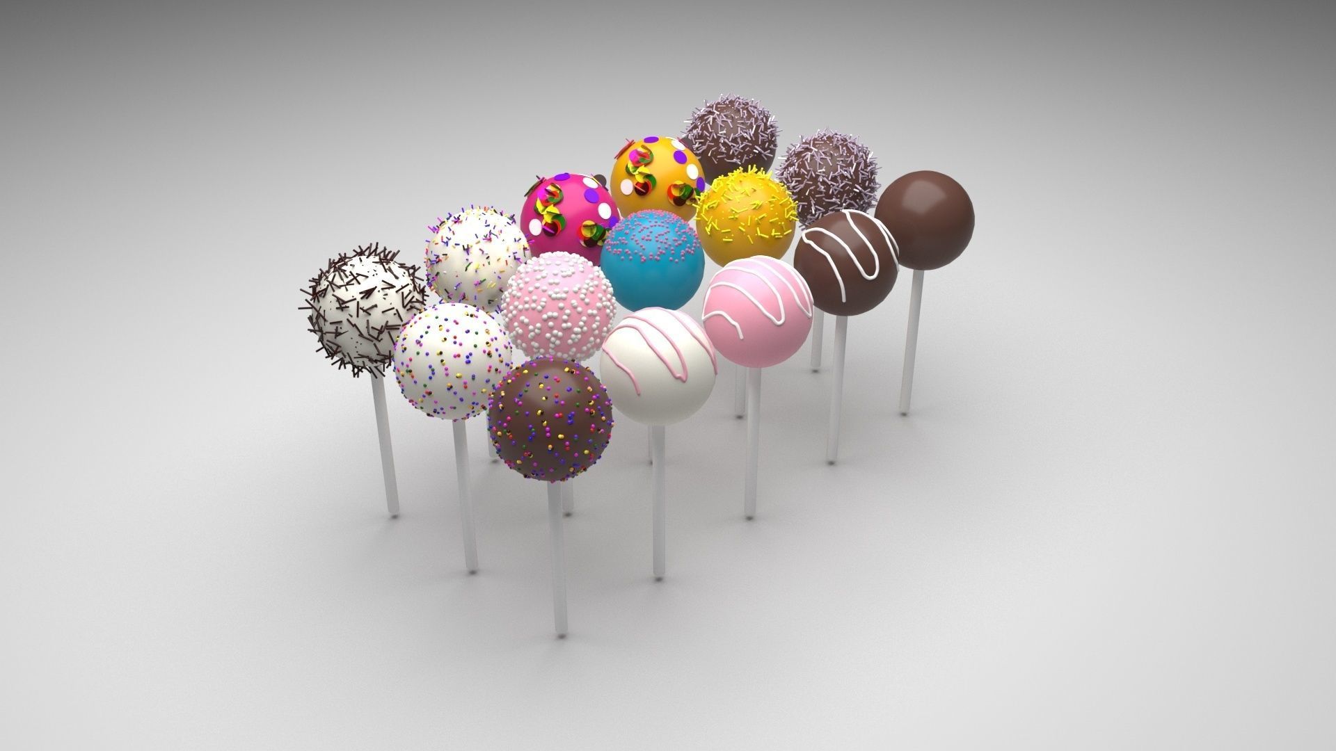 Cake Pops Set 3D model | CGTrader