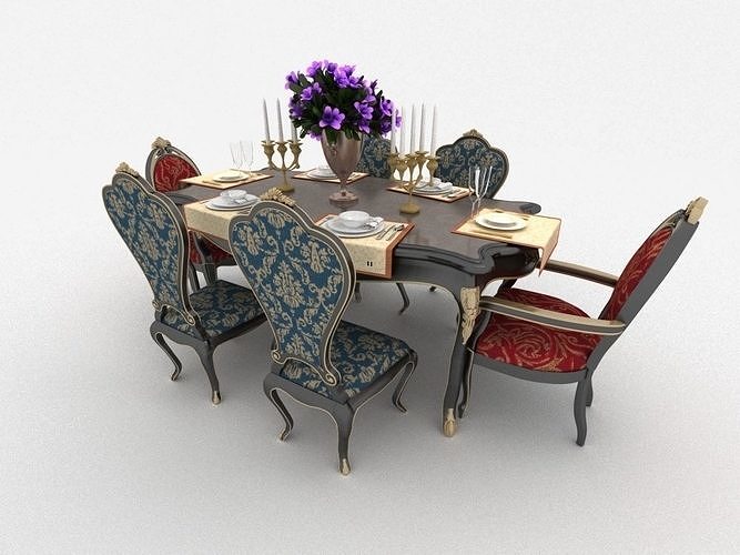 table ornate dining and chairs 3D model | CGTrader