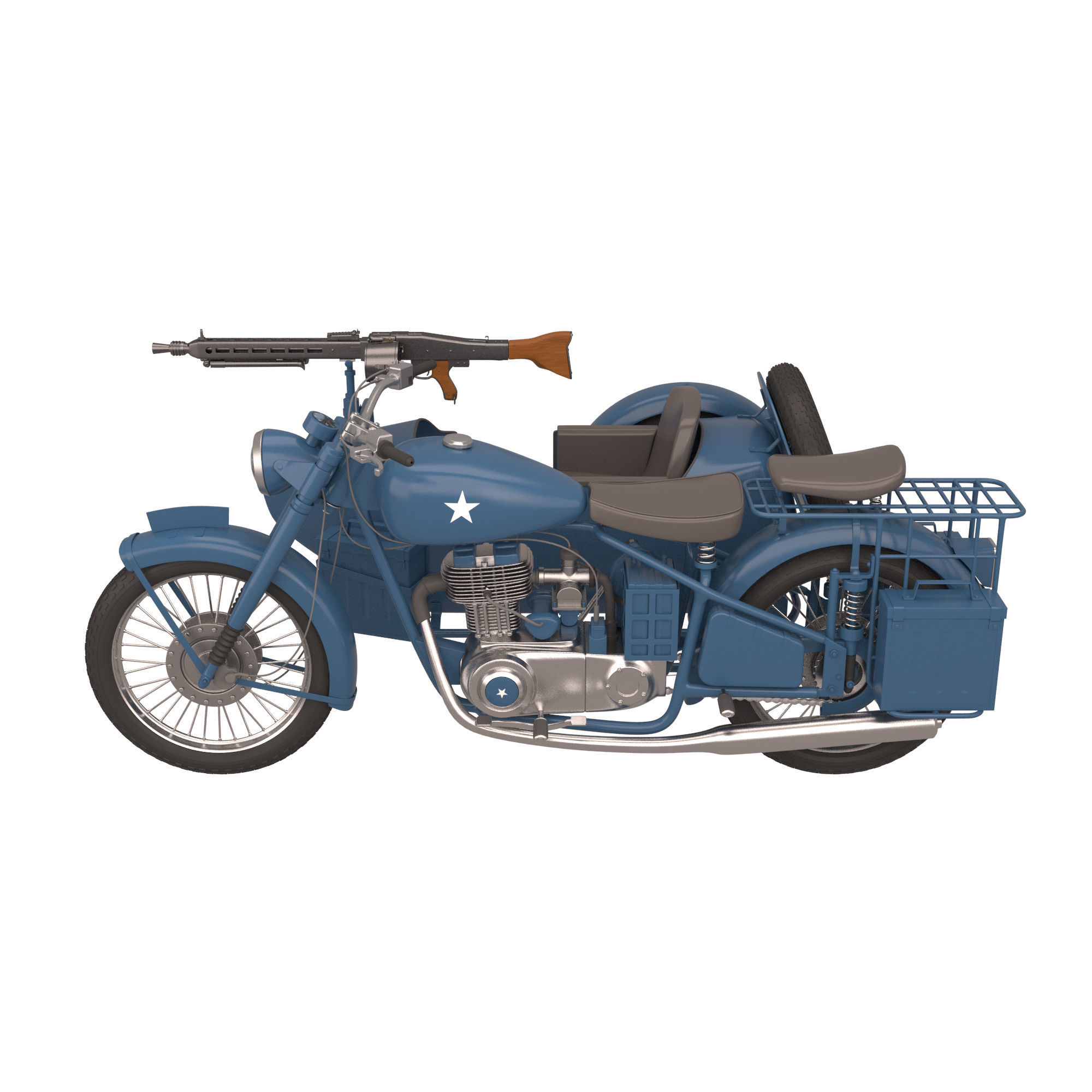 3D model BSA Motorbike Sidecar with Gun VR / AR / low-poly | CGTrader