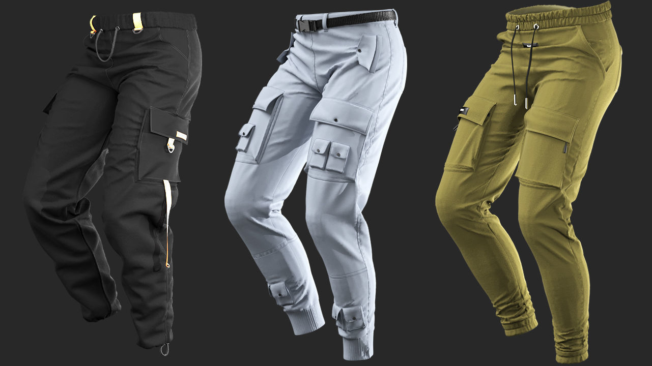 3 Cargo Pants - Marvelous Designer with Video Process 3D model | CGTrader