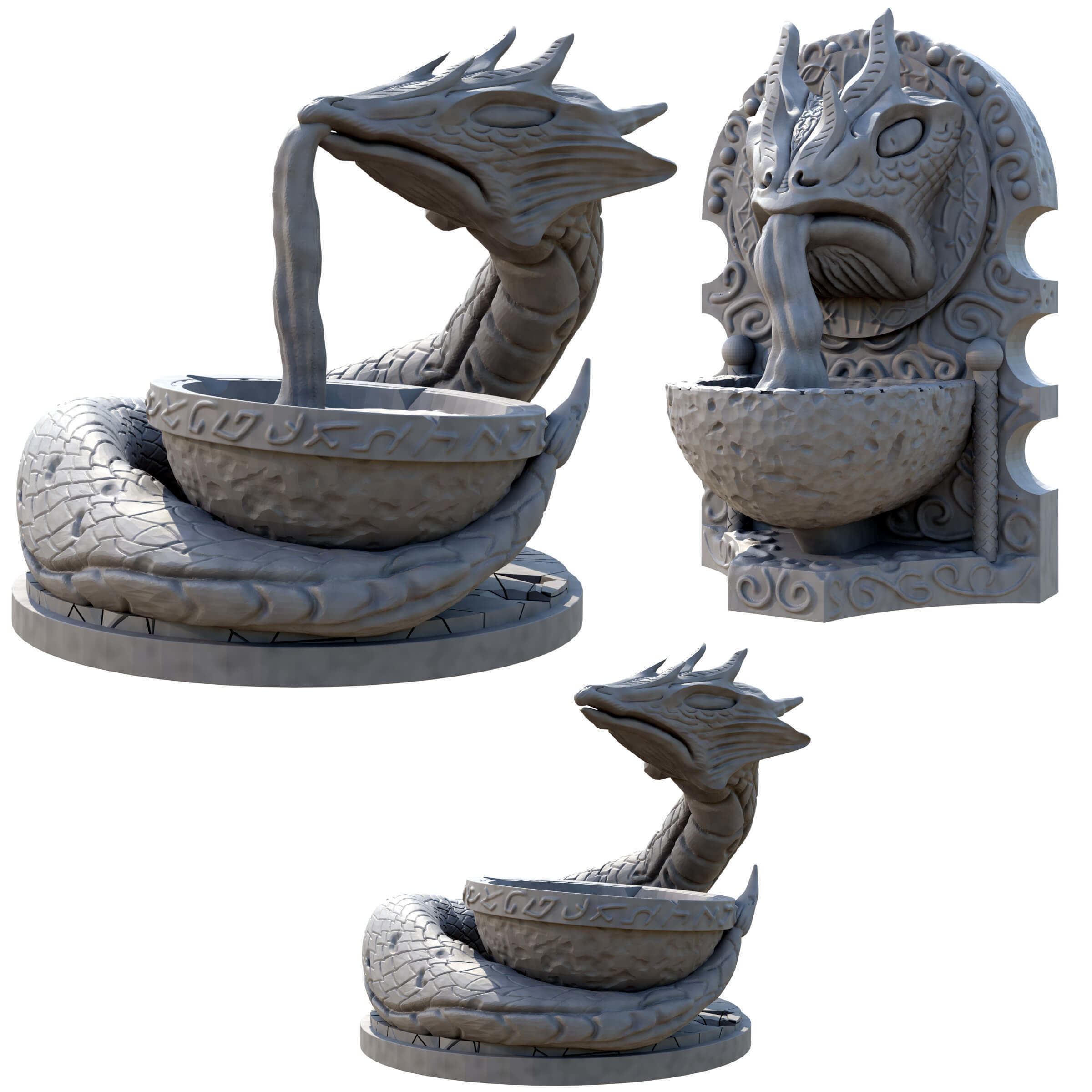 Sea Serpent Water Fountains and Statues Fantasy Terrain 3D model 3D ...