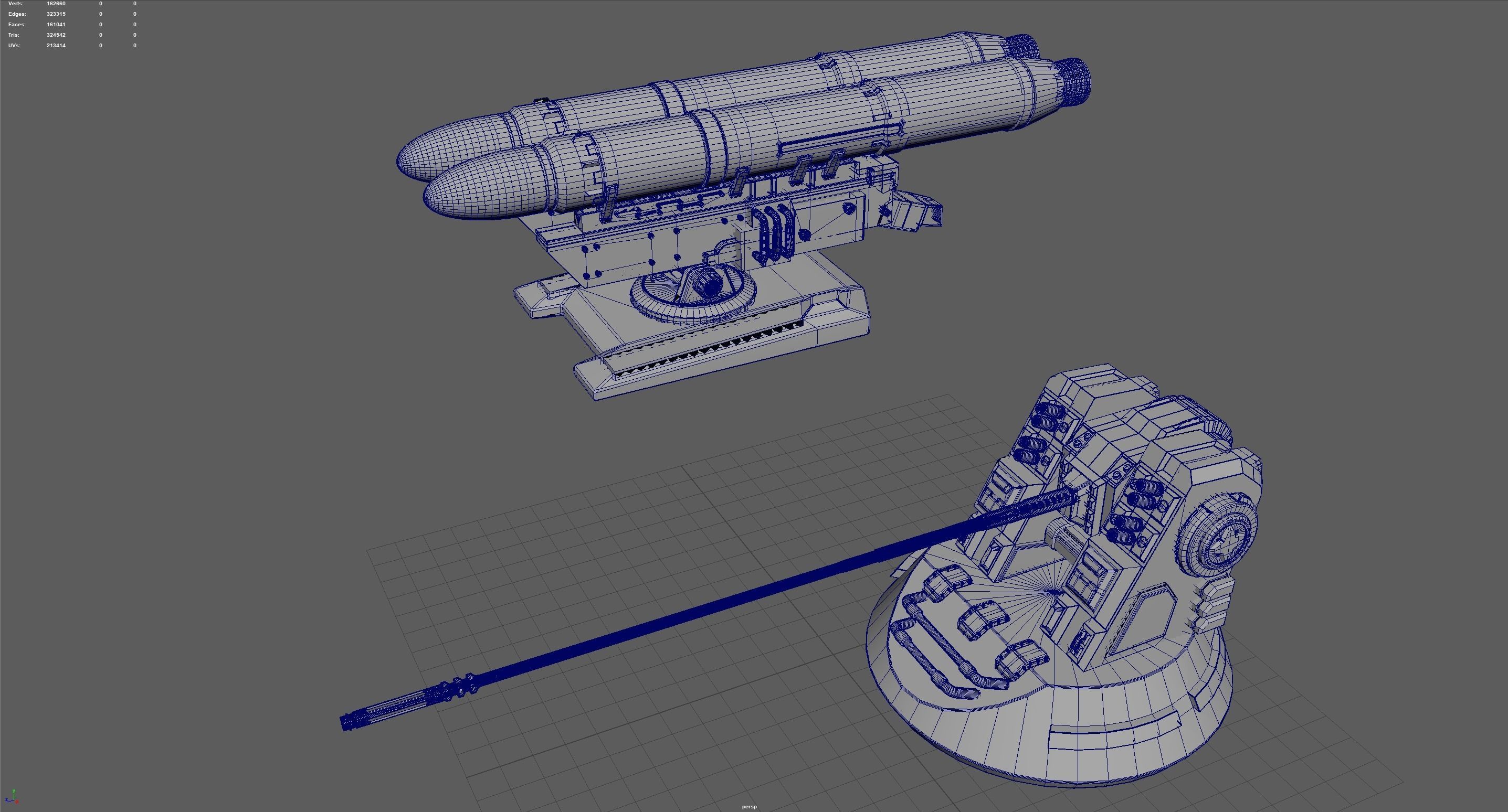 3D model Lowpoly Missile Launcher Turret and Gun Turret VR / AR / low ...