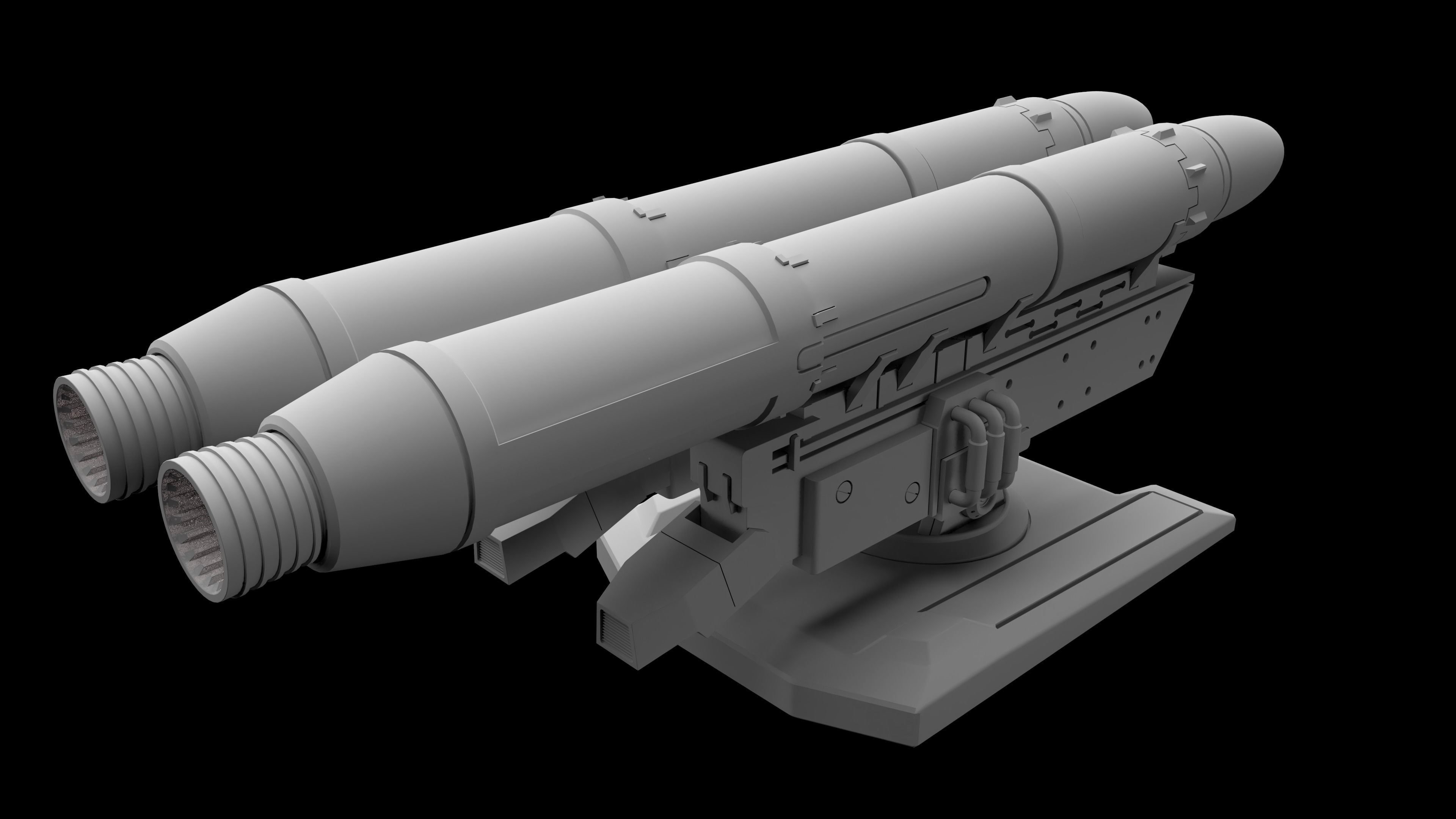 3D model Lowpoly Missile Launcher Turret and Gun Turret VR / AR / low ...