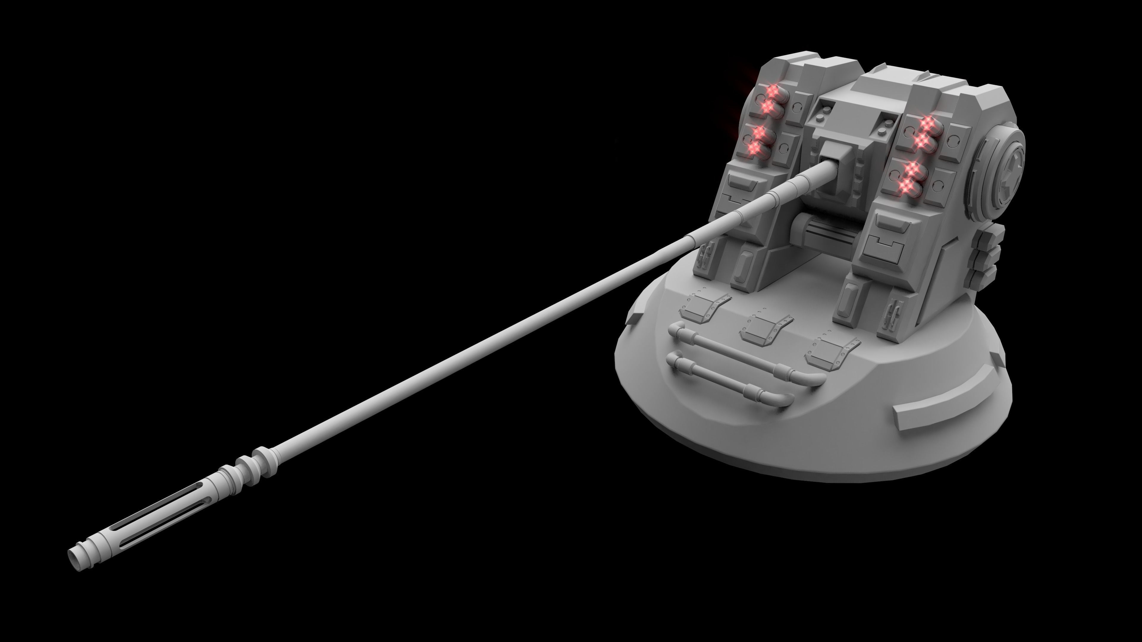 3D model Lowpoly Missile Launcher Turret and Gun Turret VR / AR / low ...