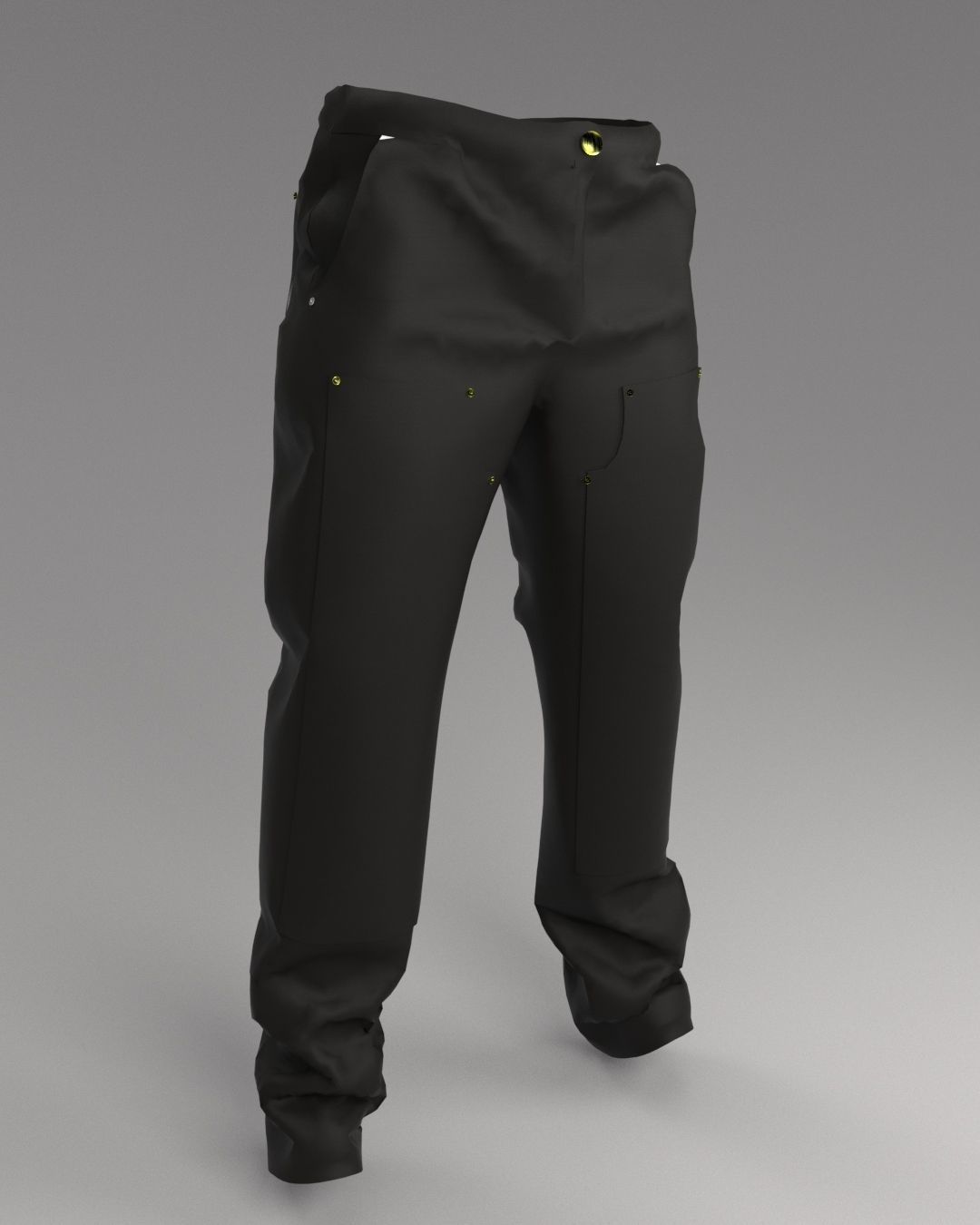 Loose Fit Double Front Knee Work Pants Carhartt Dickies 3D model | CGTrader