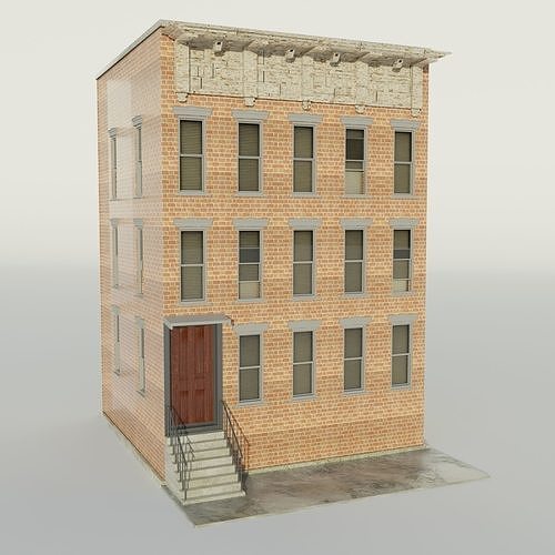 Building brick with stairs and windows 3D model | CGTrader