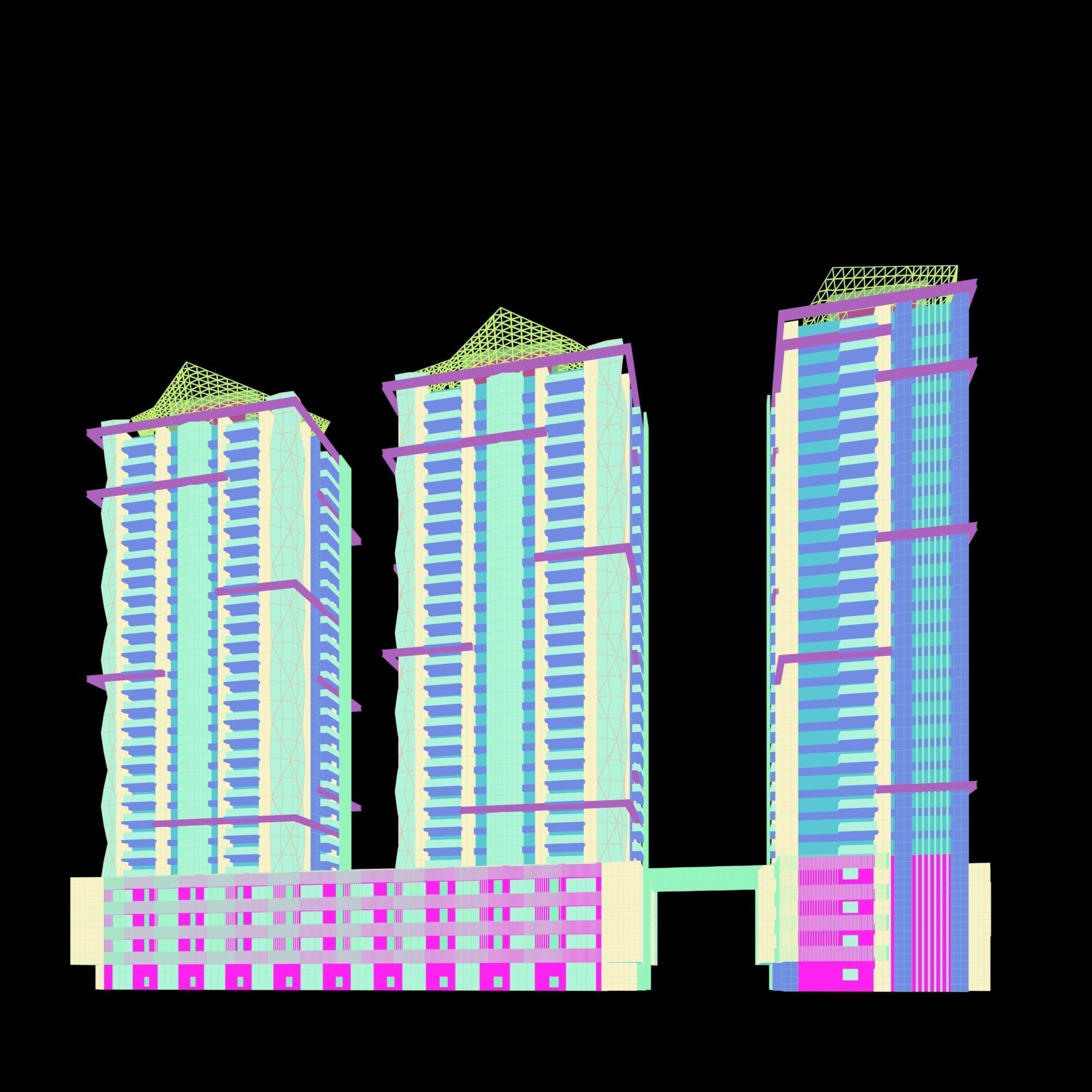 DIAMOND TOWERS TAIWAN TAIPEI 3D model | CGTrader