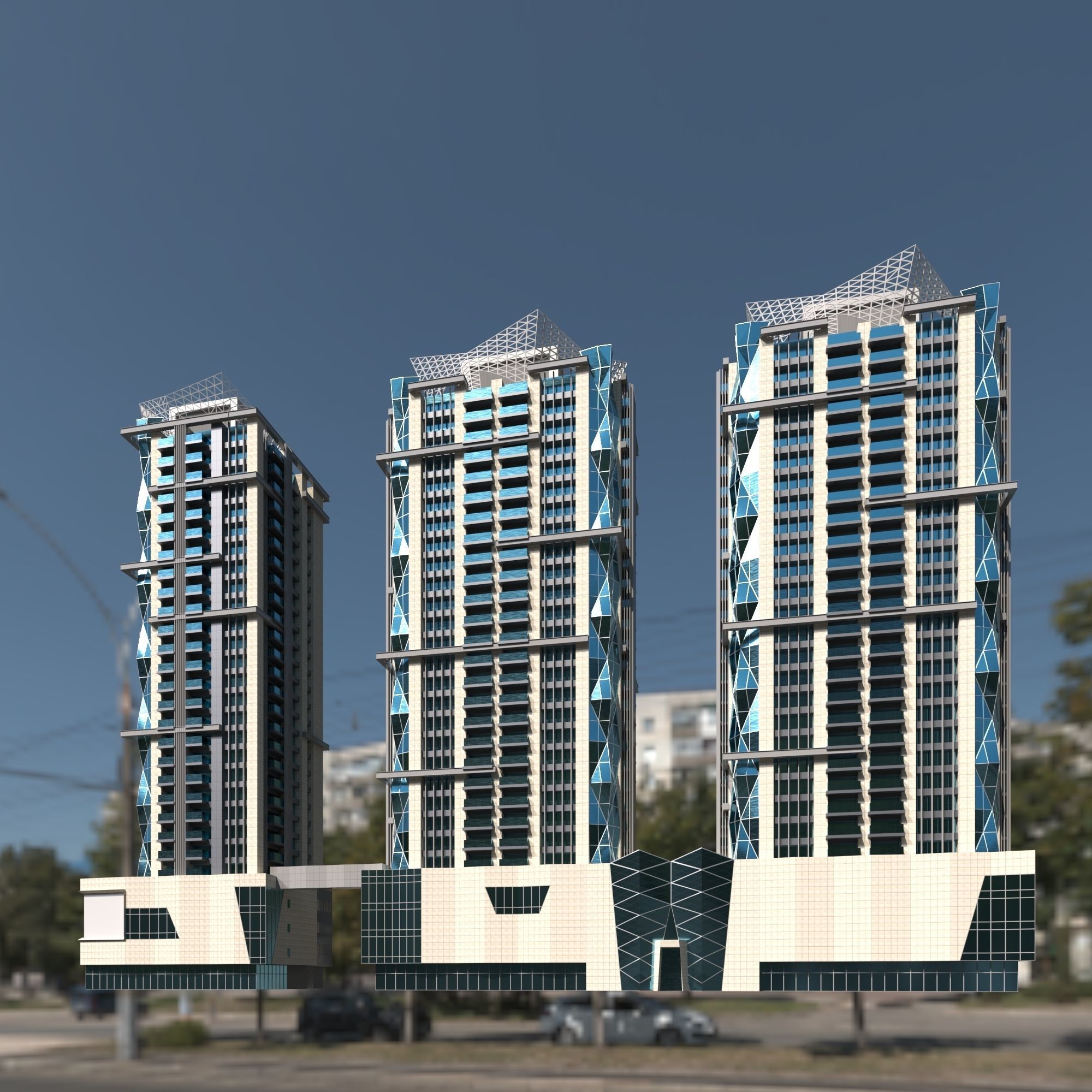 DIAMOND TOWERS TAIWAN TAIPEI 3D model | CGTrader