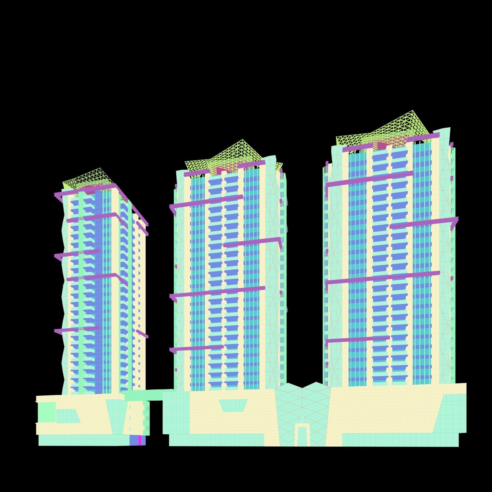 DIAMOND TOWERS TAIWAN TAIPEI 3D model | CGTrader
