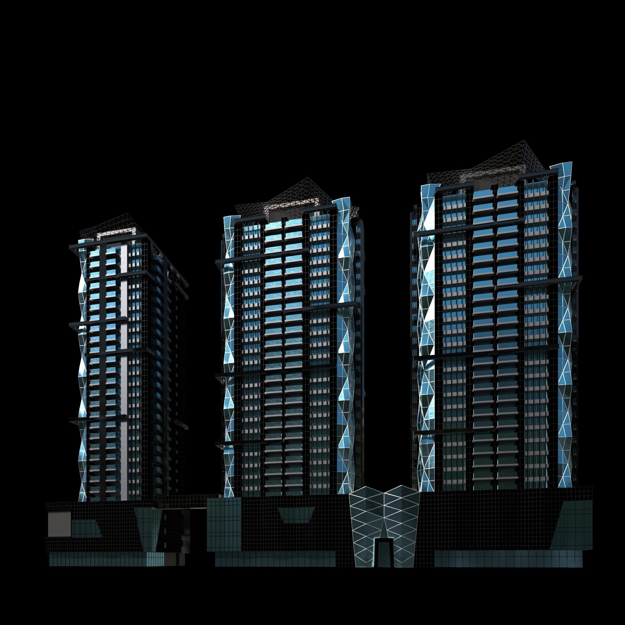 DIAMOND TOWERS TAIWAN TAIPEI 3D model | CGTrader