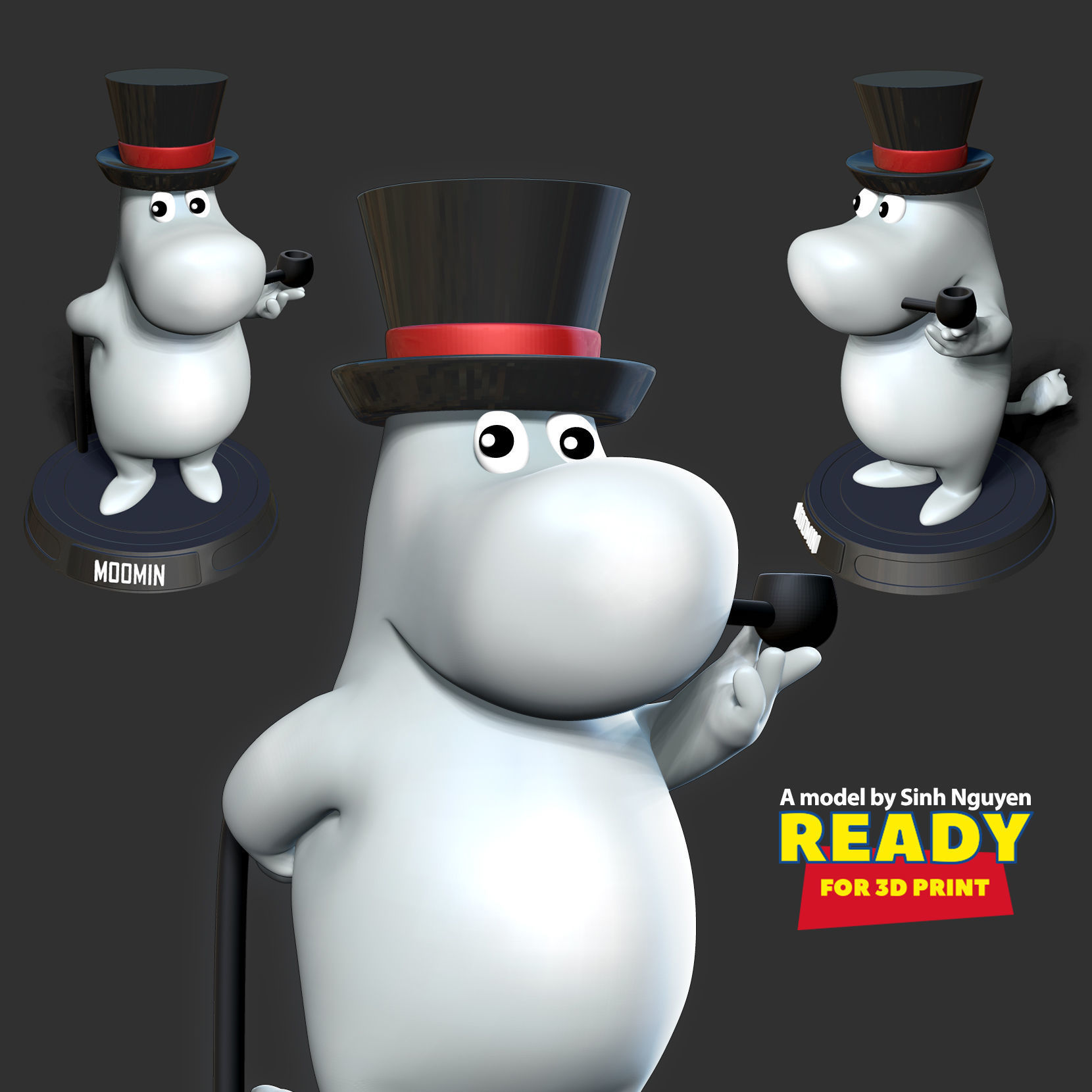 Moominpappa moomin statue 3D model 3D printable | CGTrader