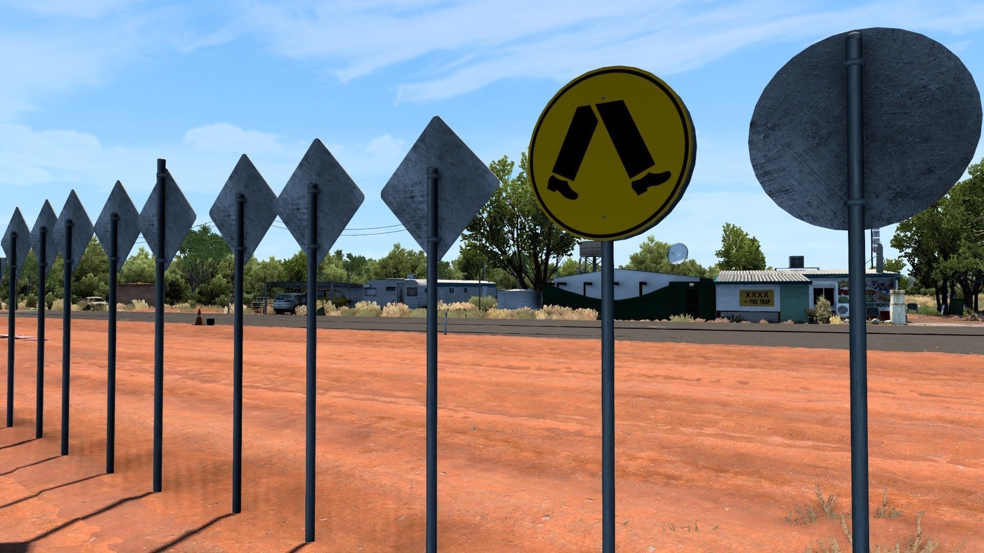 3D model Australian Yellow Danger Road Signs VR / AR / low-poly | CGTrader
