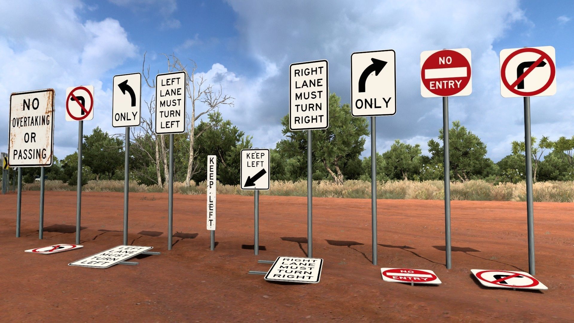 3D model Australian Road White Signs No Right Turn etc VR / AR / low ...