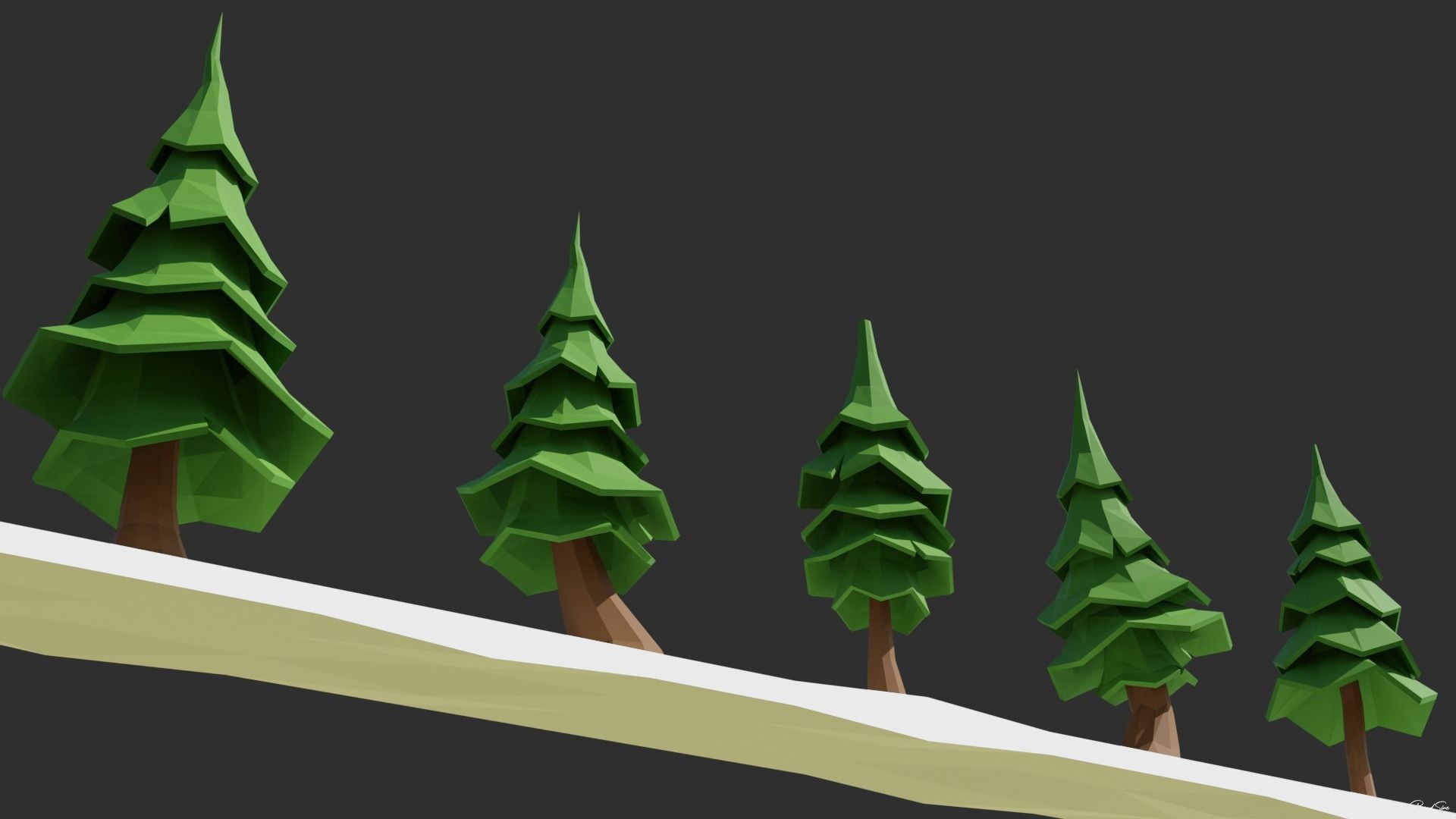 3D model Low Poly PineTree fir trees in snow VR / AR / low-poly | CGTrader