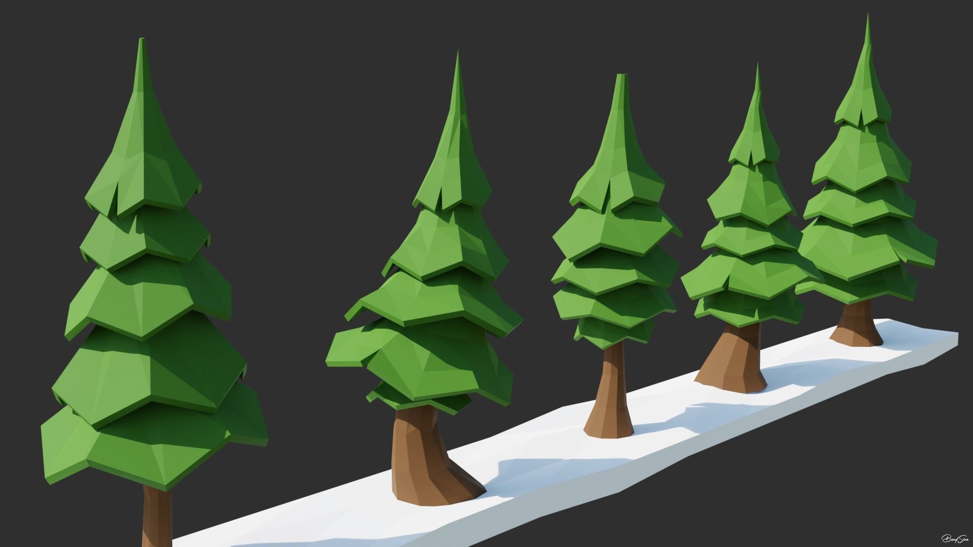 3D model Low Poly PineTree fir trees in snow VR / AR / low-poly | CGTrader