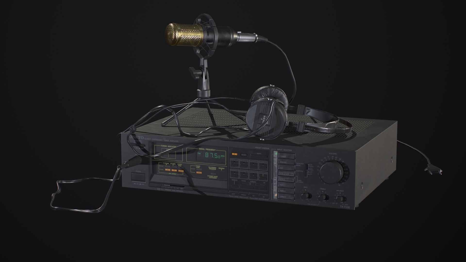 3D model Audio Setup with headset Echo N16 receiver Onkyo and mike ...