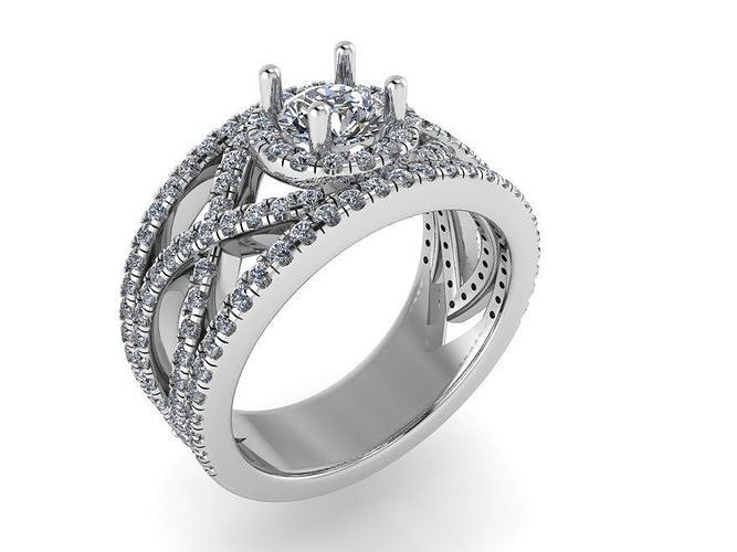 Round Halo Twisted Diamond Ring 1099 3D model 3D printable | CGTrader