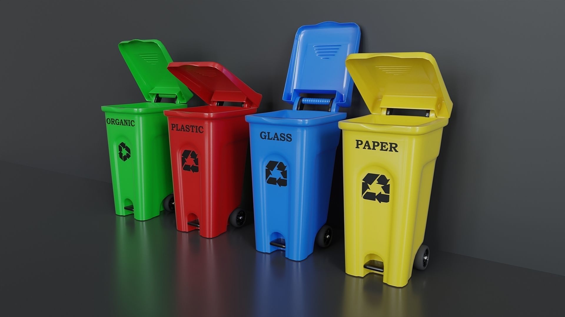 Plastic mobile waste containers 3D model | CGTrader