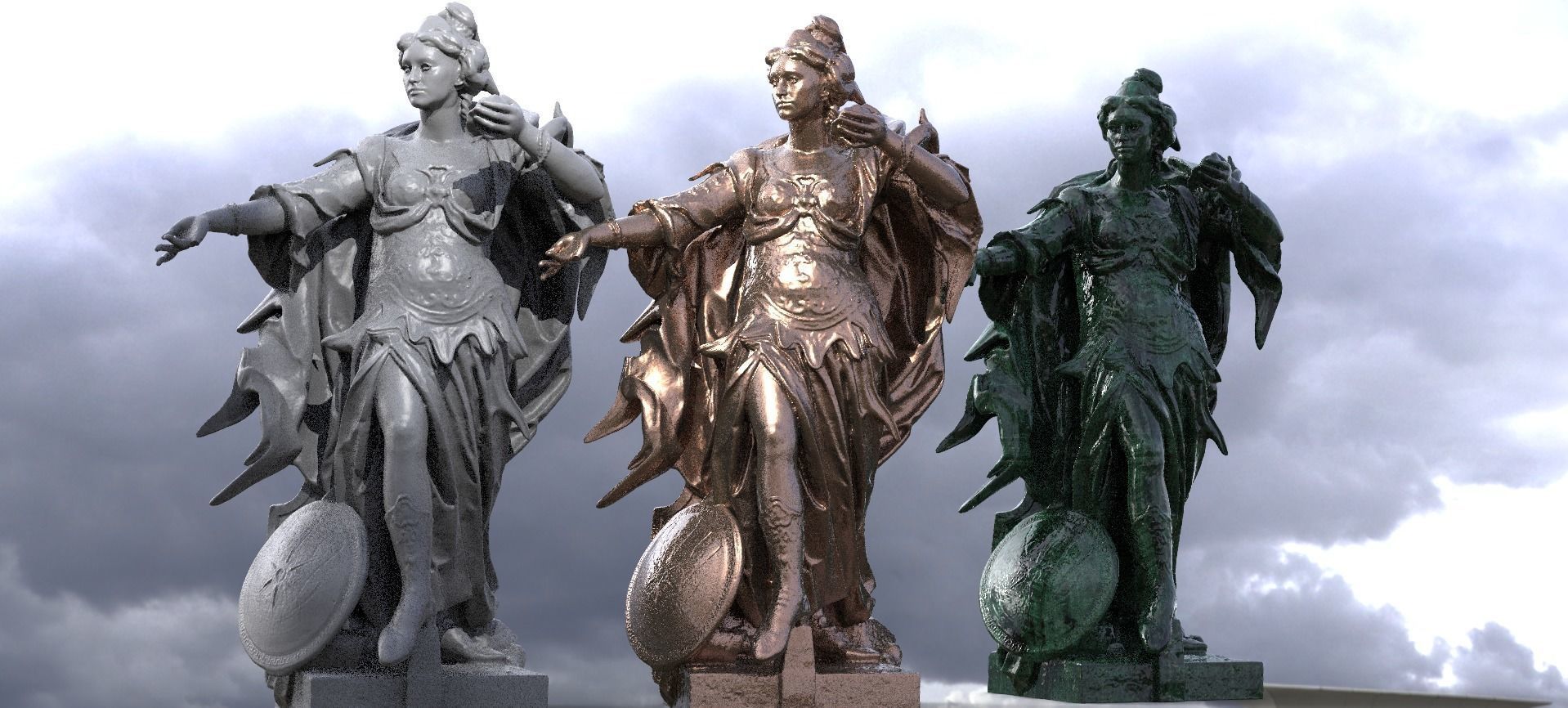 Athena War Garb statue Goddess Statue 3D model | CGTrader