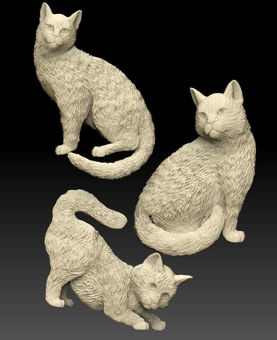 Cats family 3D model 3D printable | CGTrader
