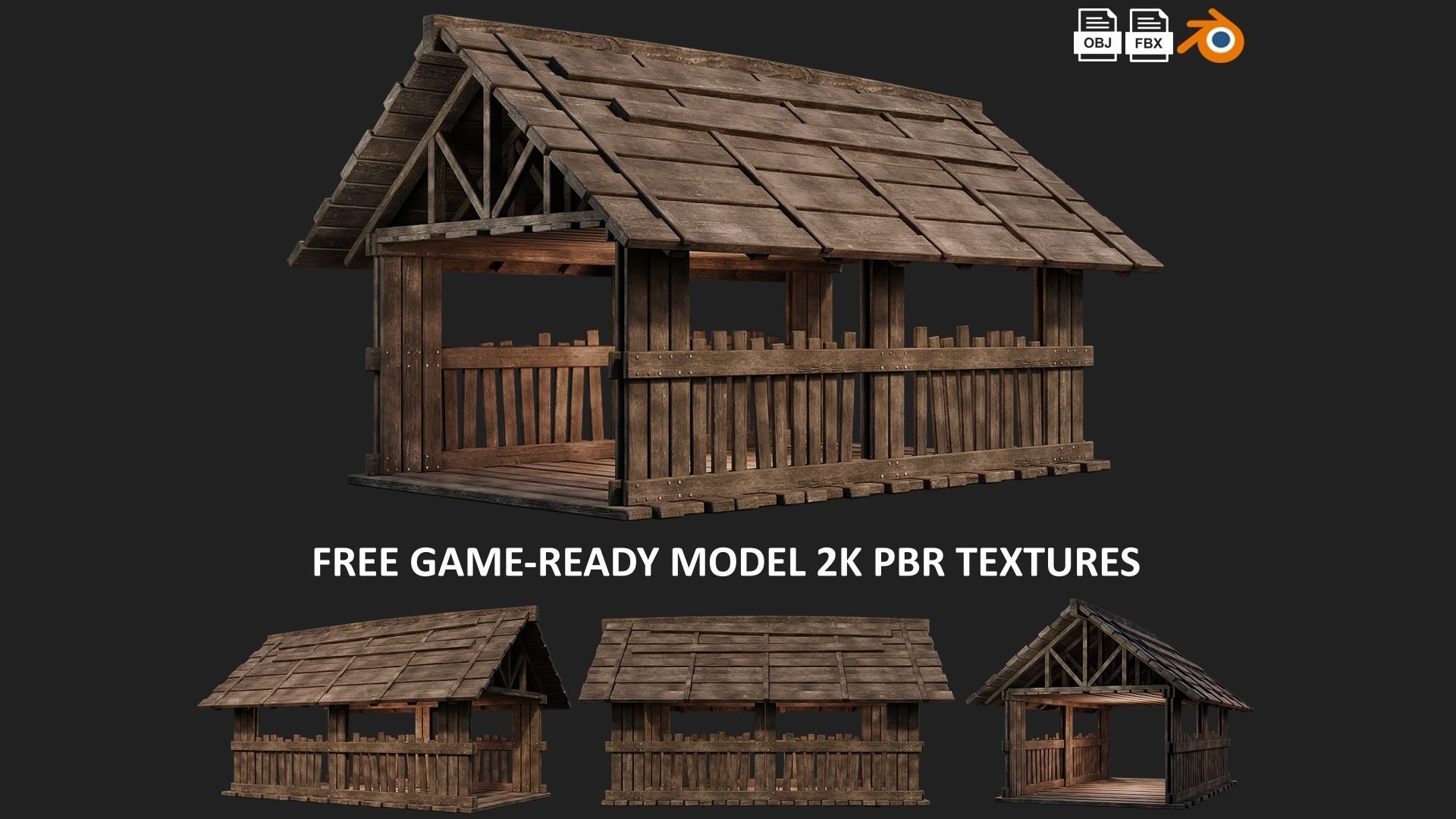 FREE Old Simple Wooden Shed Building 2K GameReady 001 free VR / AR ...
