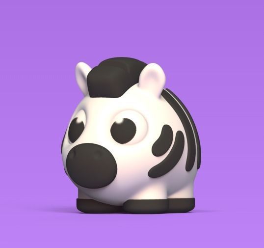 Round Zebra 3D model 3D printable | CGTrader