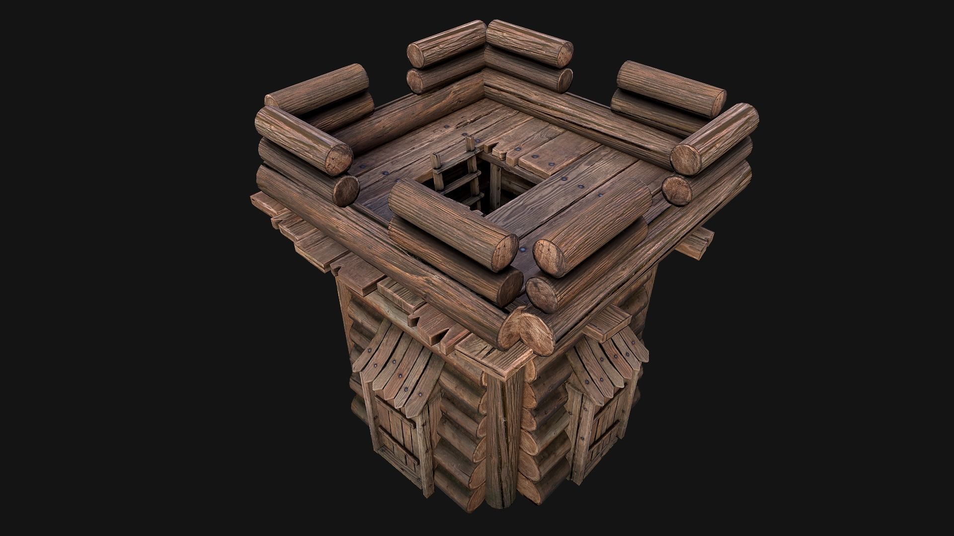 3D model Medieval Wooden Fort Castle Constructor VR / AR / low-poly ...