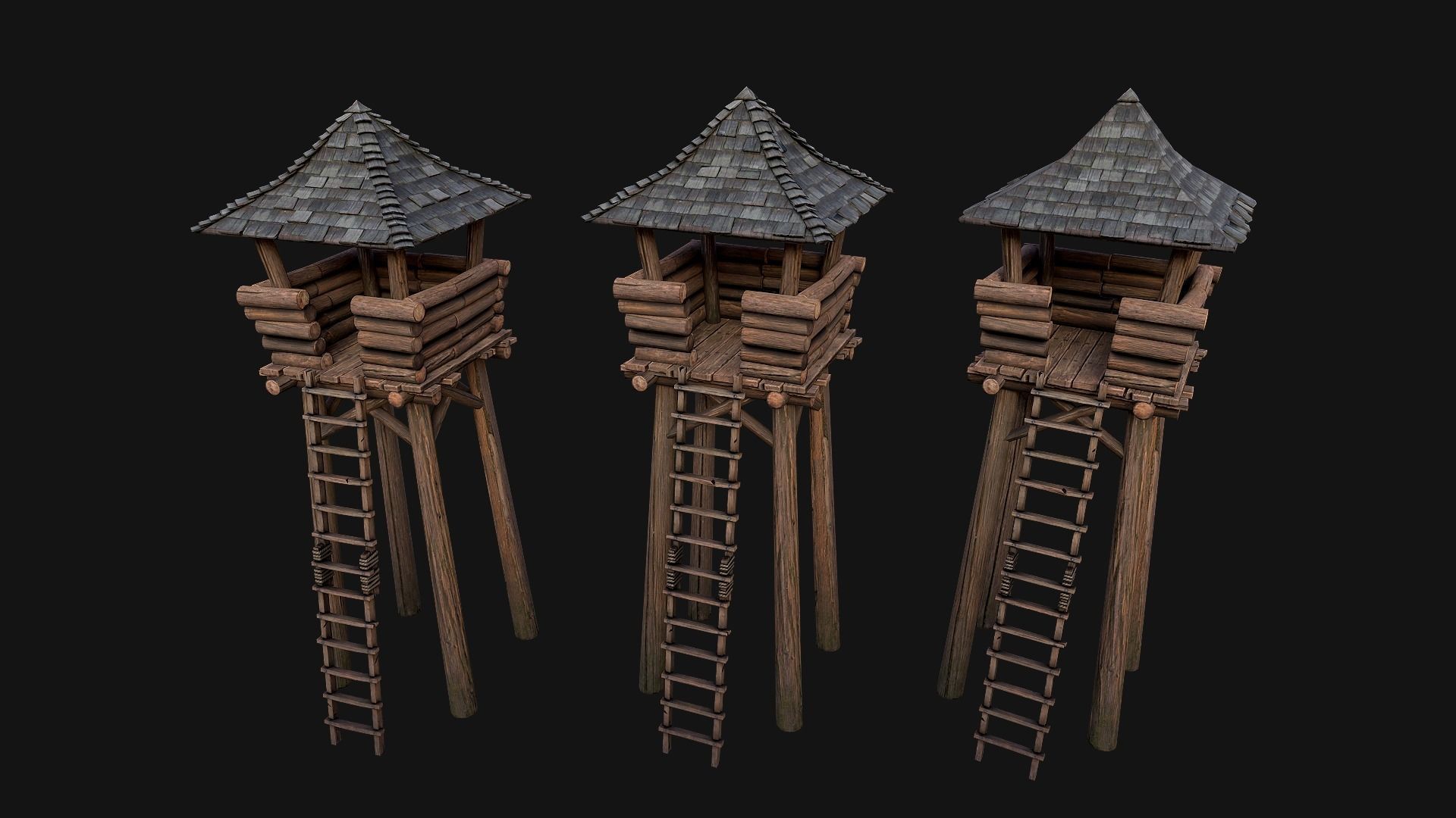 3D model Medieval Wooden Fort Castle Constructor VR / AR / low-poly ...