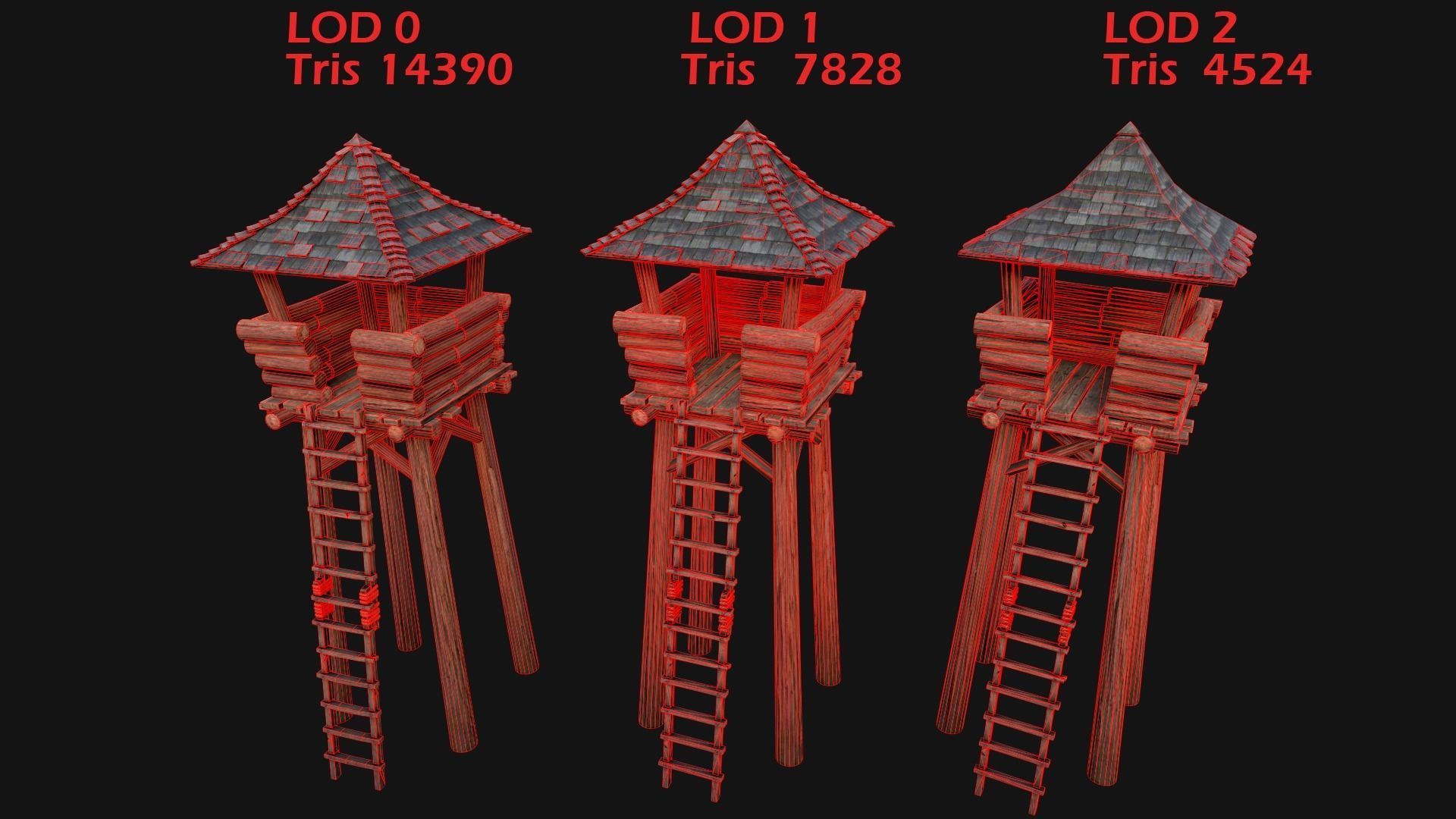 3D model Medieval Wooden Fort Castle Constructor VR / AR / low-poly ...
