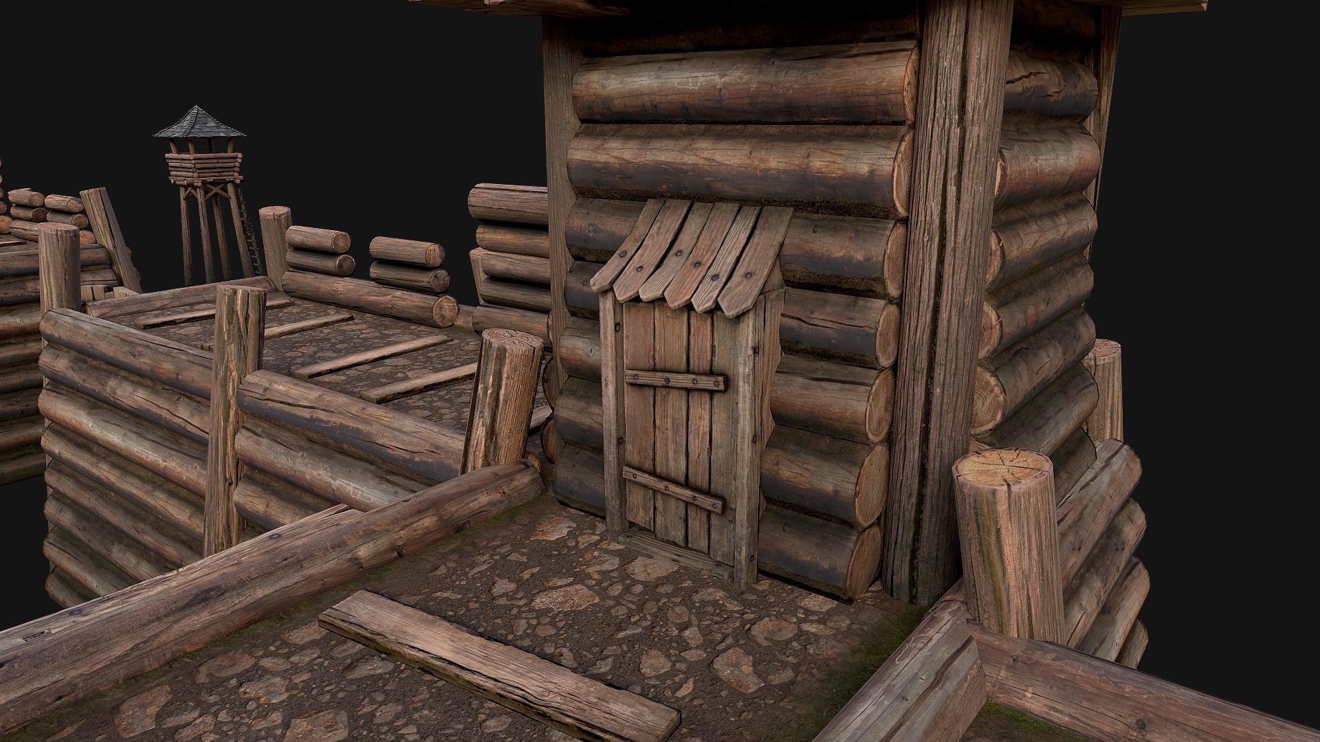 3D model Medieval Wooden Fort Castle Constructor VR / AR / low-poly ...