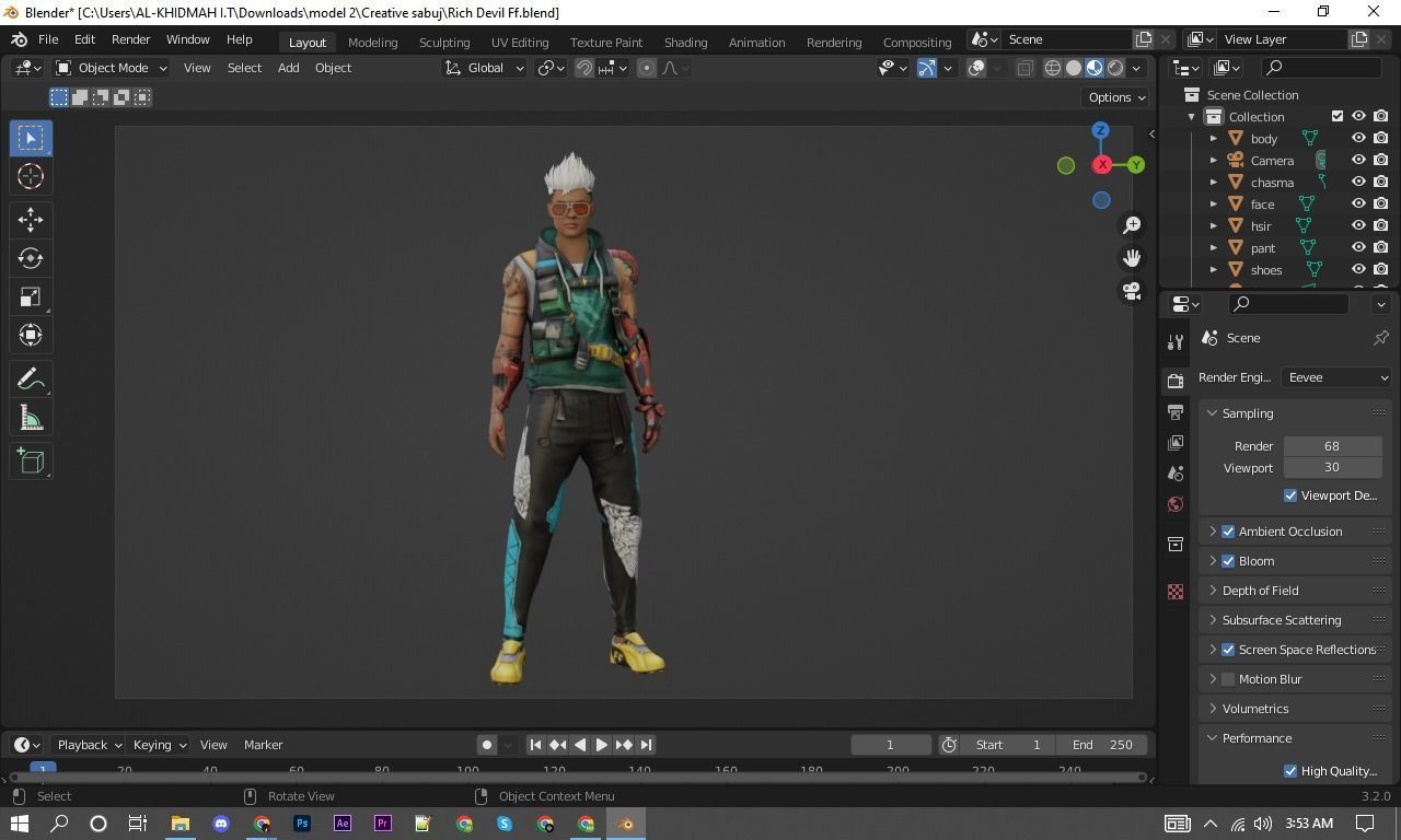 FREE FIRE 3D CUSTOM DRESSUP 3D MODEL ANGELIC PANT 3D model | CGTrader