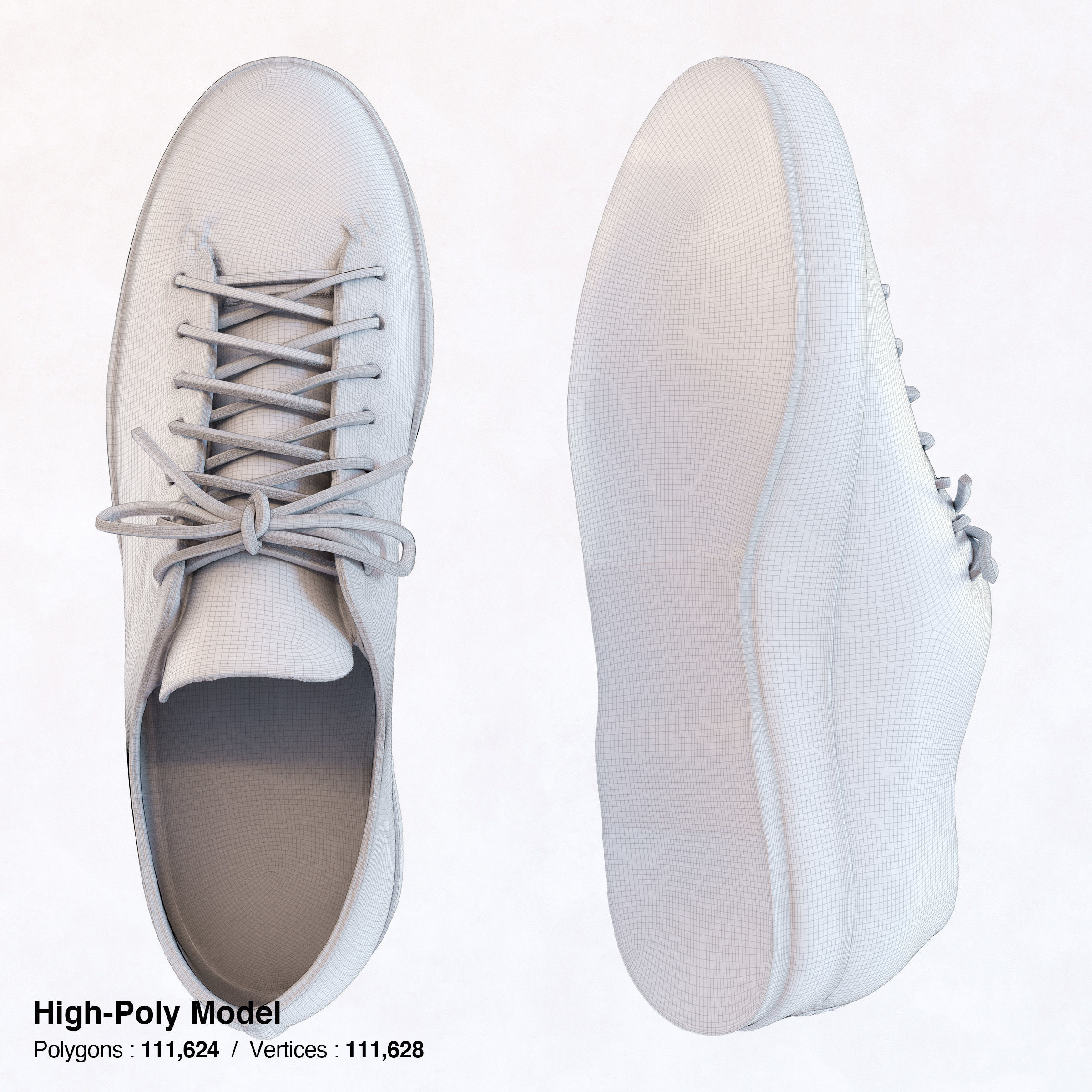 3D model Minimalist Leather Shoe - Classic Court Sneaker VR / AR / low ...