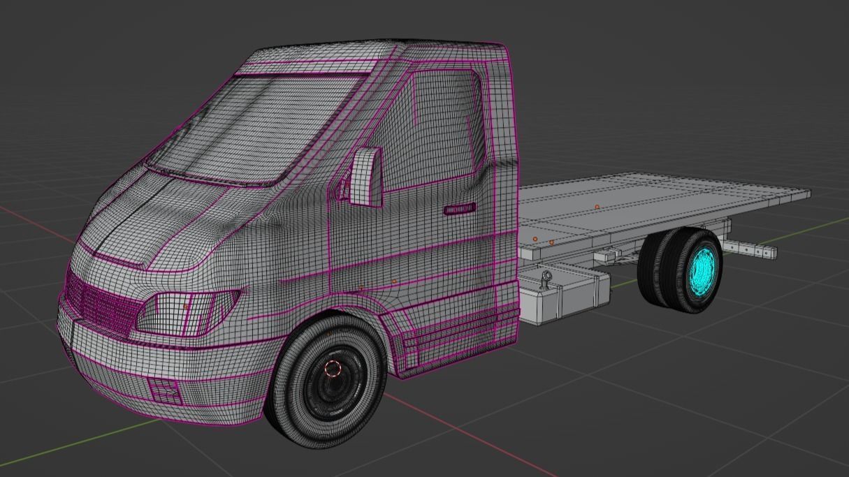 Cargo van with platform of the nineties free 3D model | CGTrader