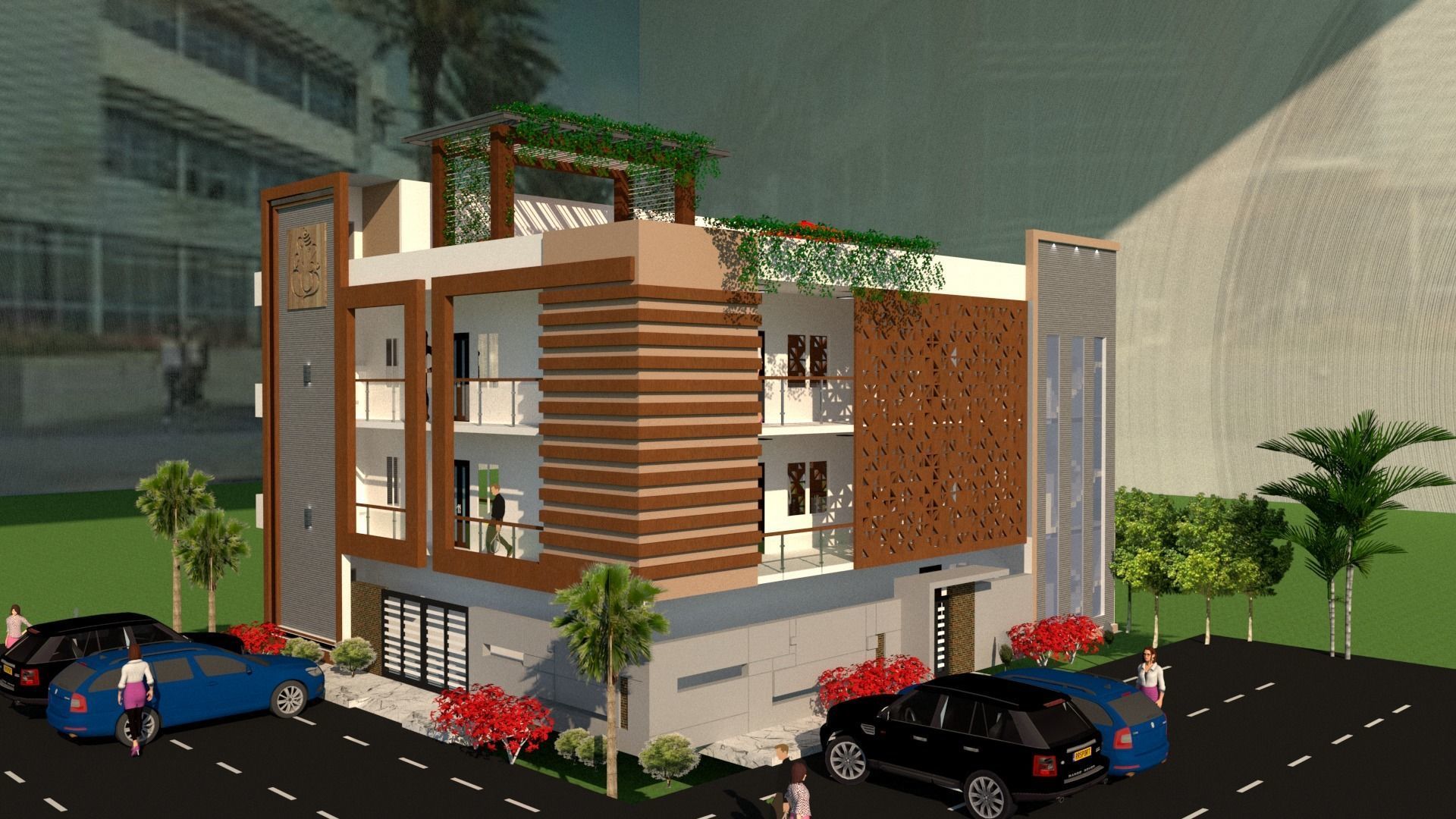 elevation residential building with cars parked free 3D model animated ...