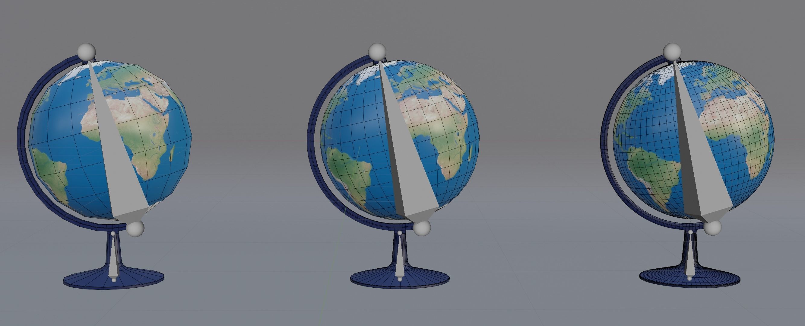 3D model 3D Globe with 3 Levels of Polygons VR / AR / low-poly | CGTrader
