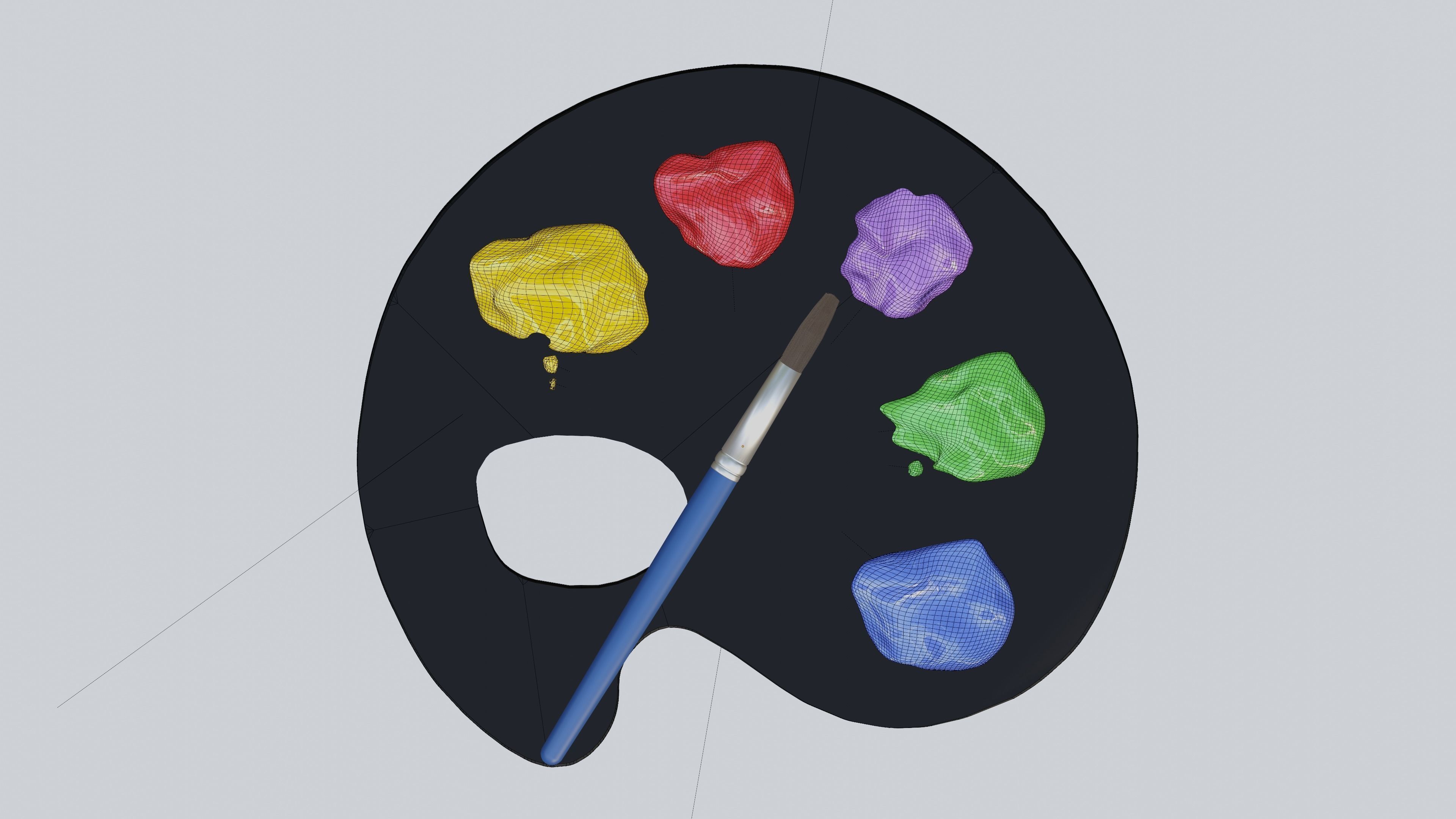 Color Palette With Brush 3D model 3D model | CGTrader