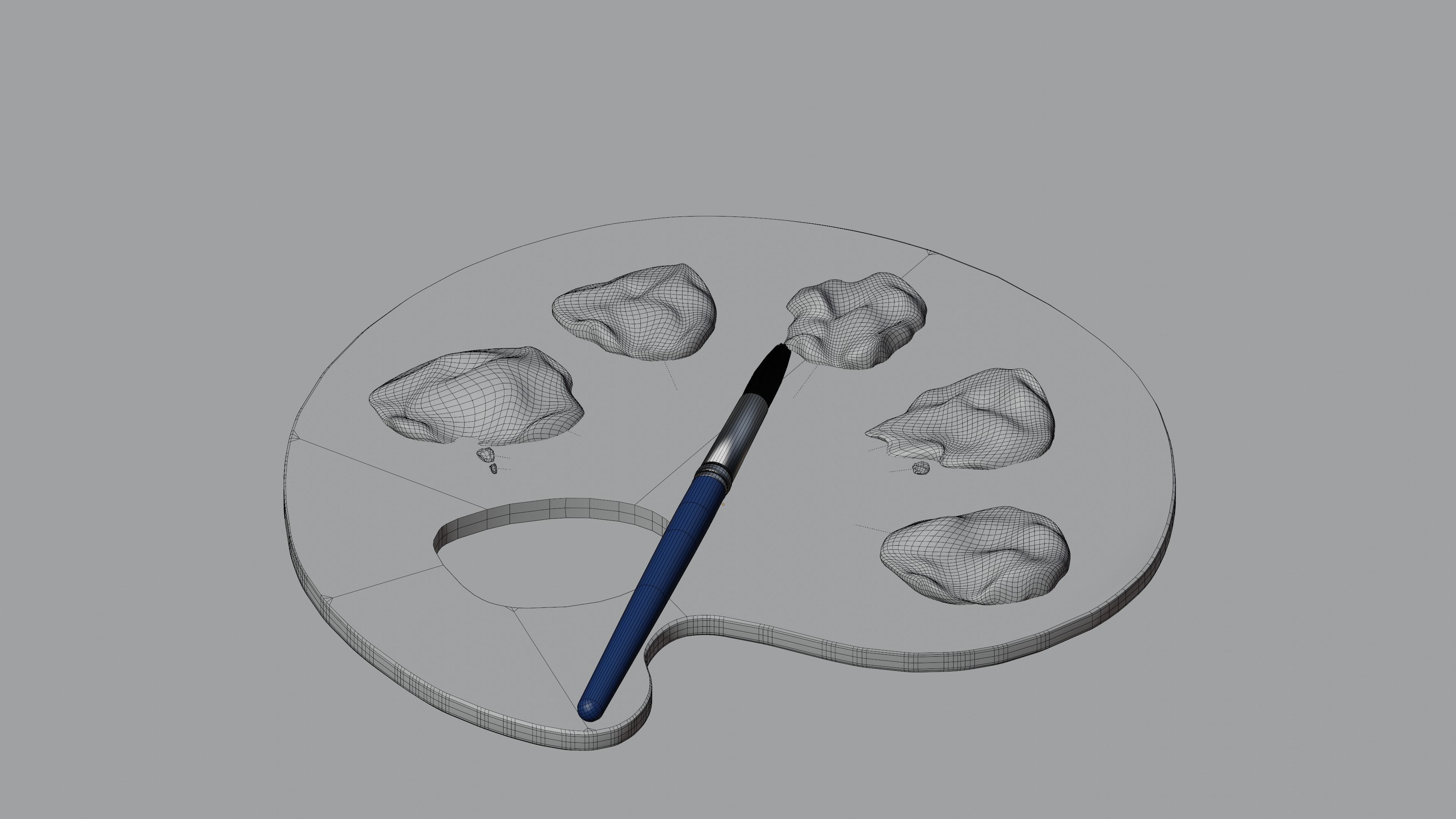 Color Palette With Brush 3D model 3D model | CGTrader